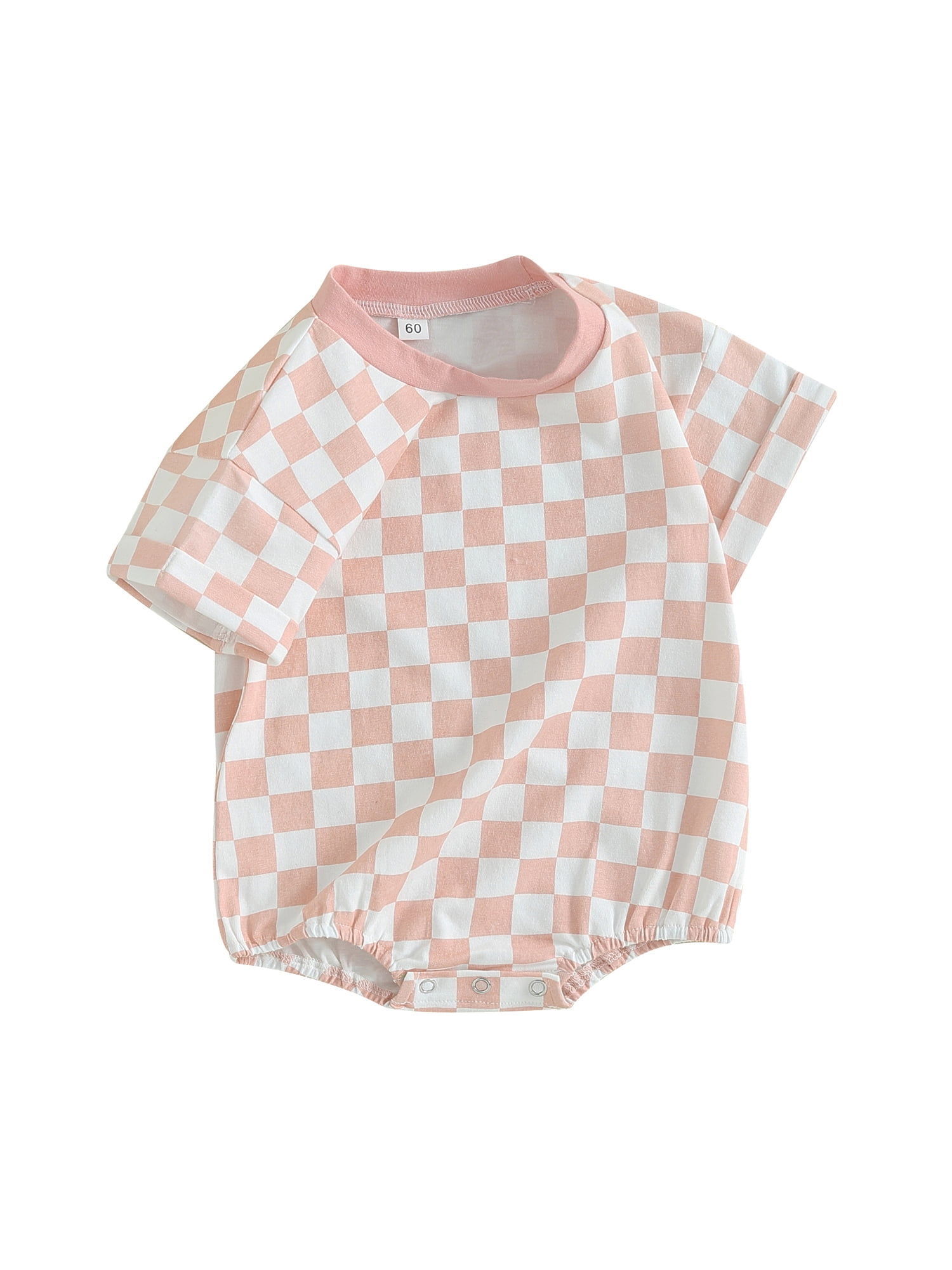 Infant Baby Boy Girl Neutral Checkerboard Oversize T Shirt Romper Short ...