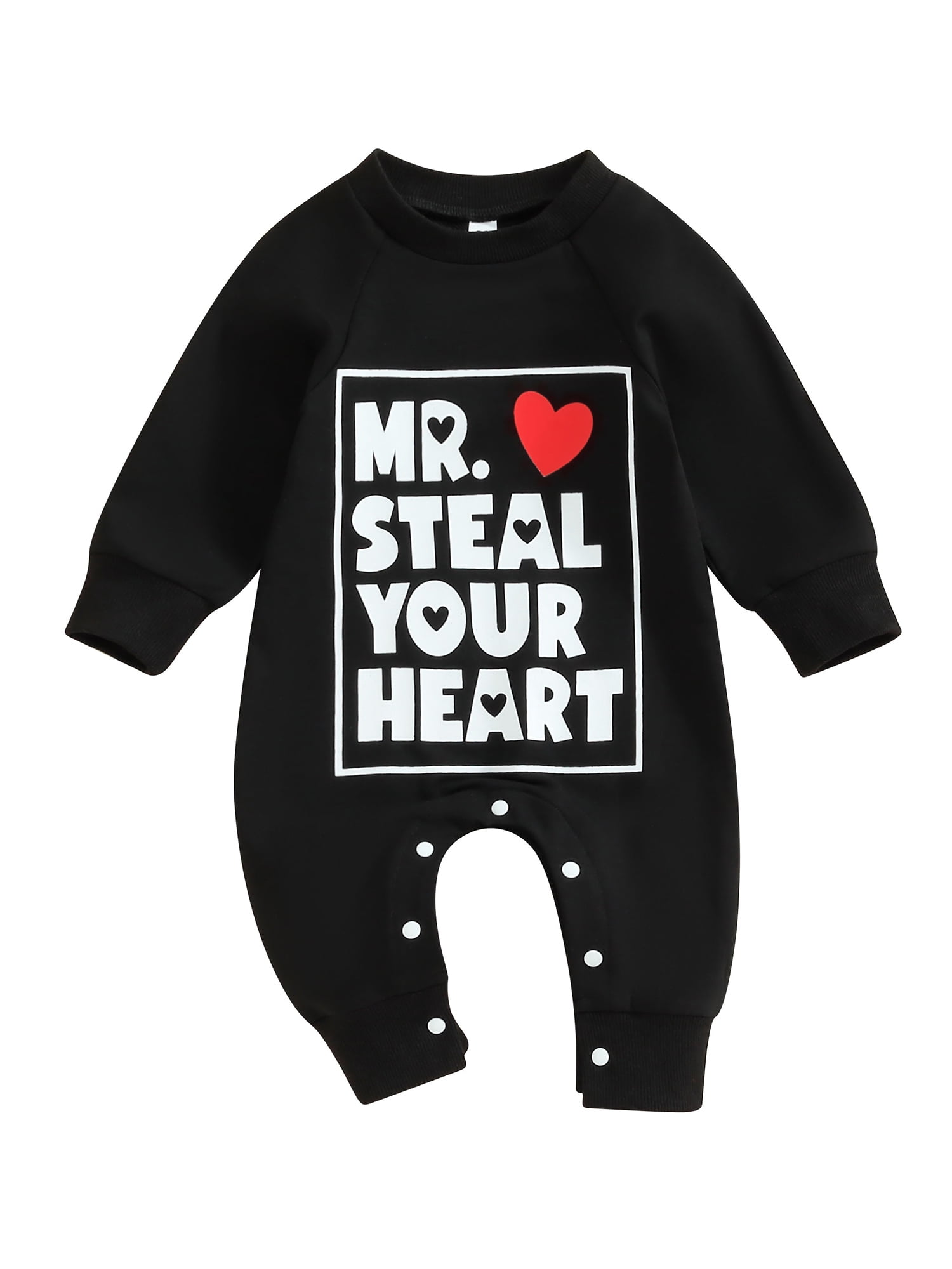 Infant Baby Boy Girl Valentine's Day Outfit 3 6 12 18 Months Mr. Steal Your Heart Jumpsuit ...