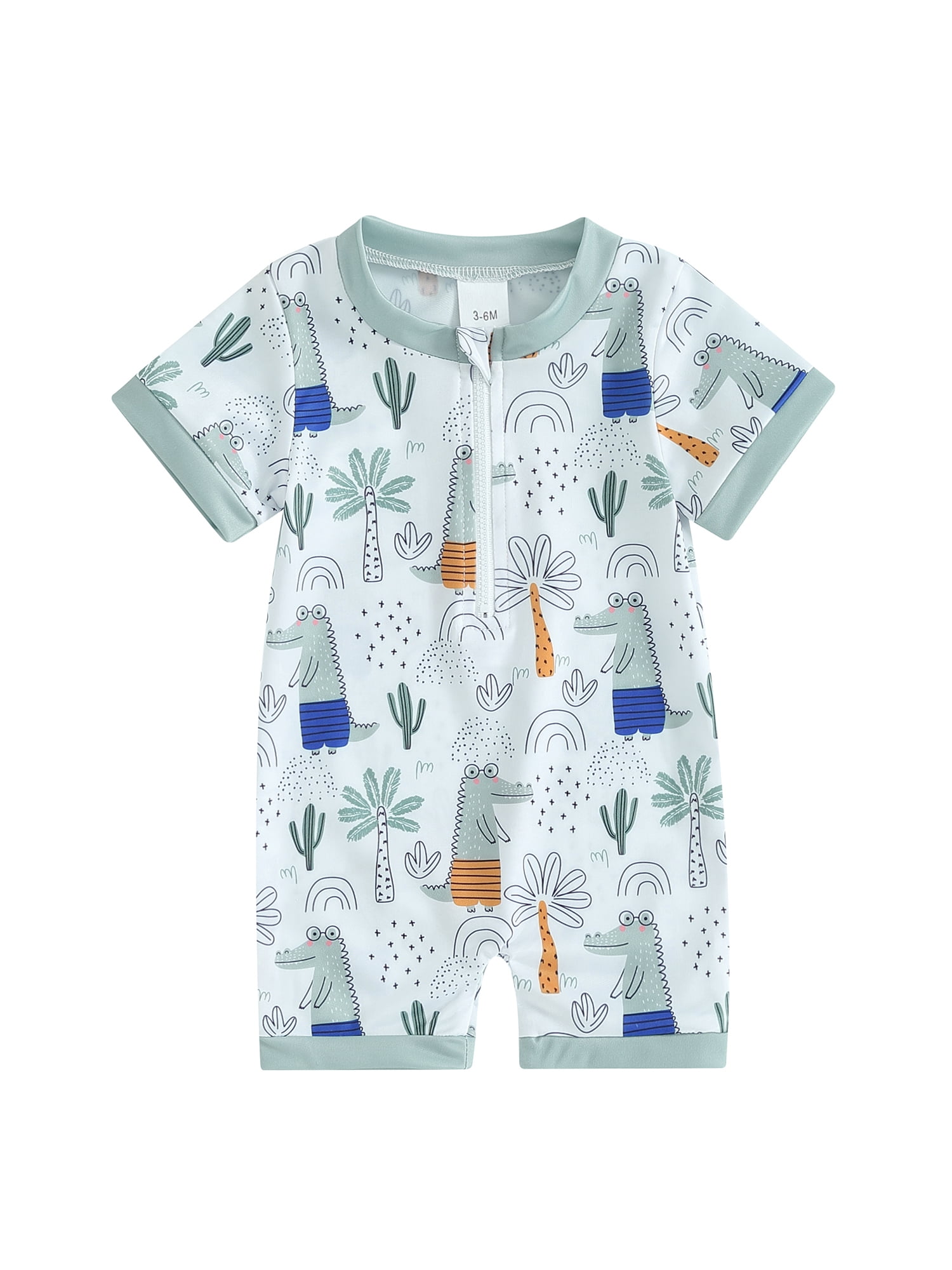 Infant Baby Boy One Piece Swimsuit Dinosaur Octopus Print Short Sleeve ...