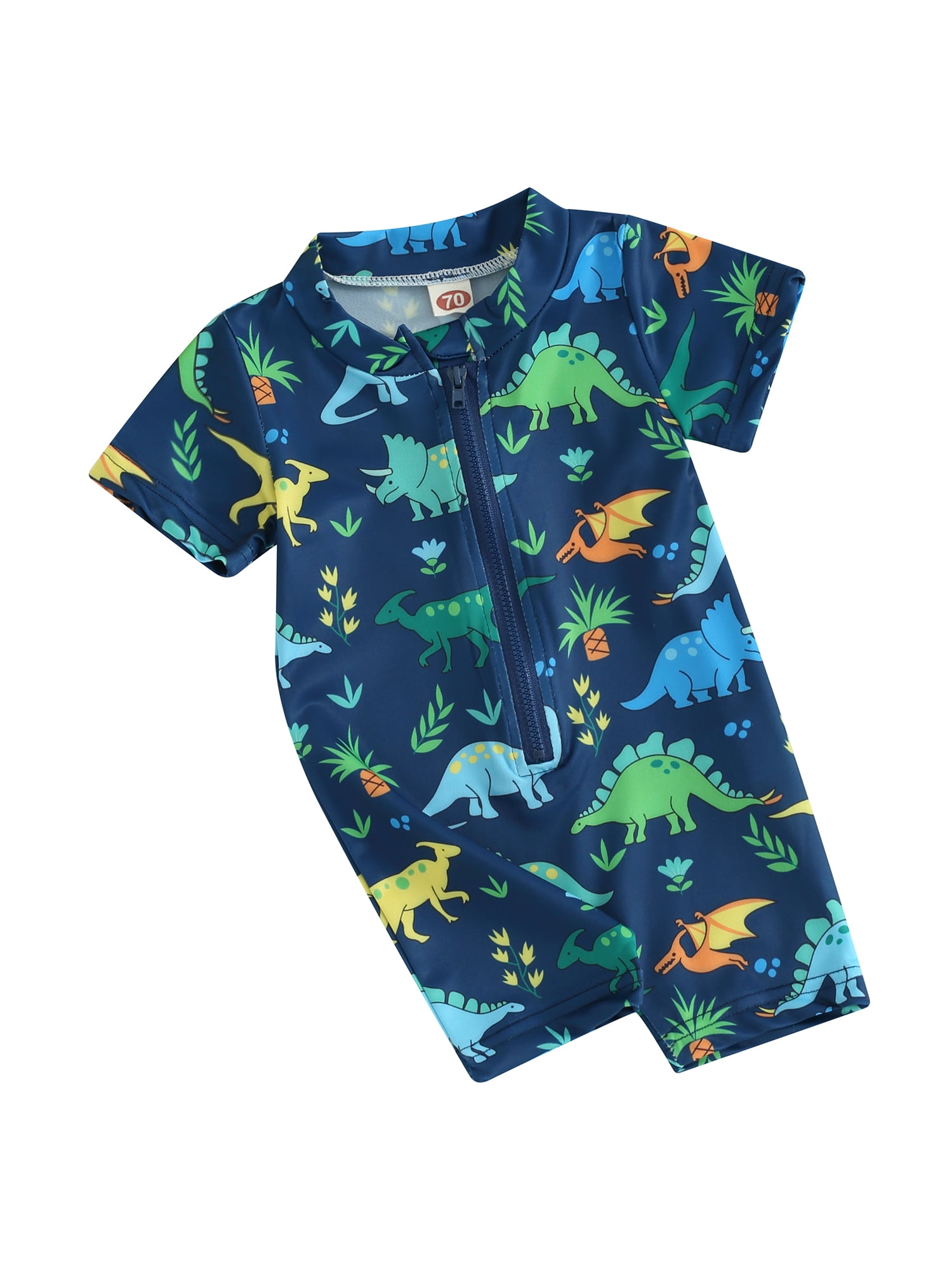 Infant Baby Boy Rash Guard Swimsuit Cute Print Short Sleeve Zip Front ...