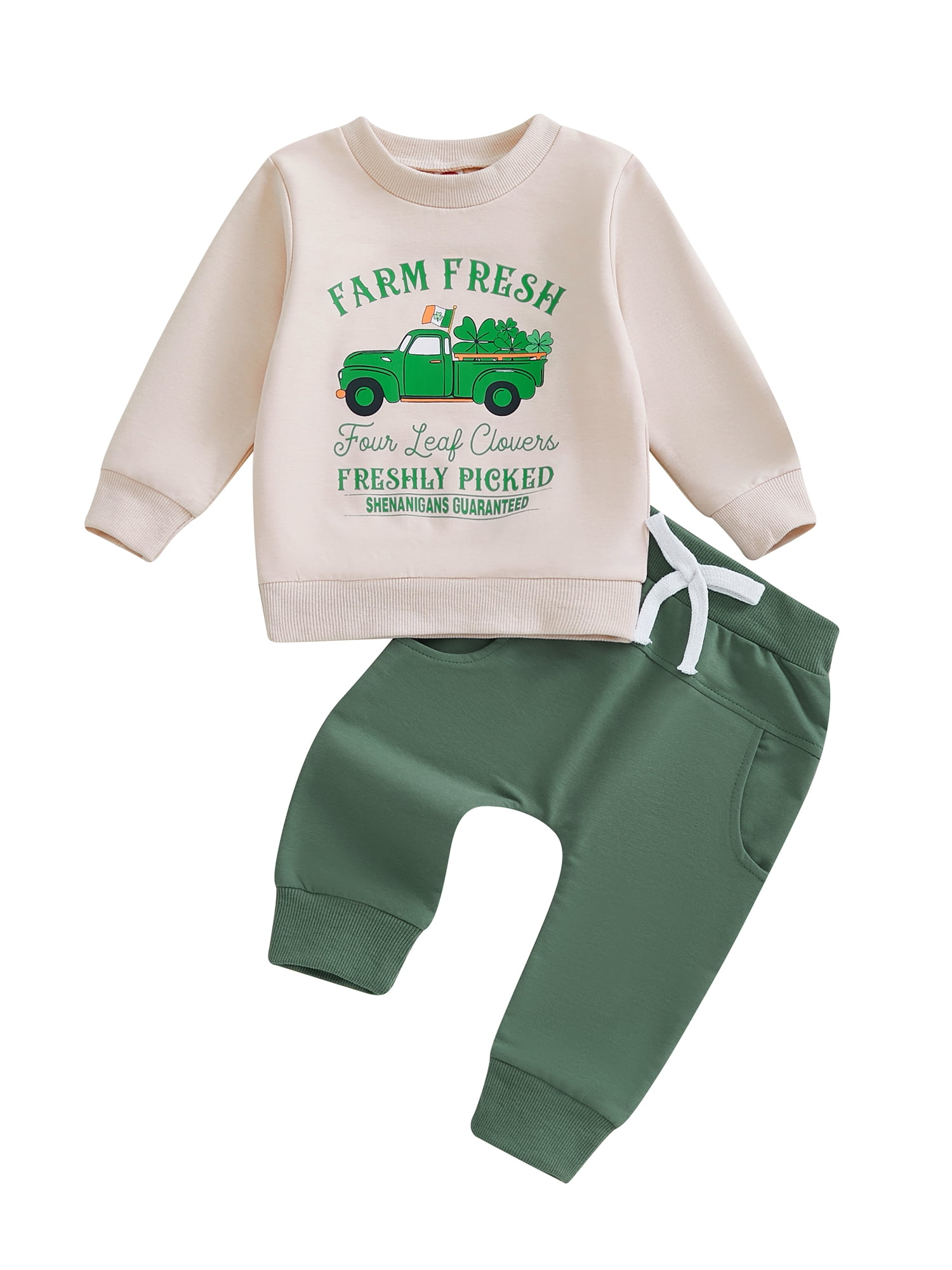 Infant Baby Boy St. Patrick's Day Outfit Long Sleeve Clover Tractor ...