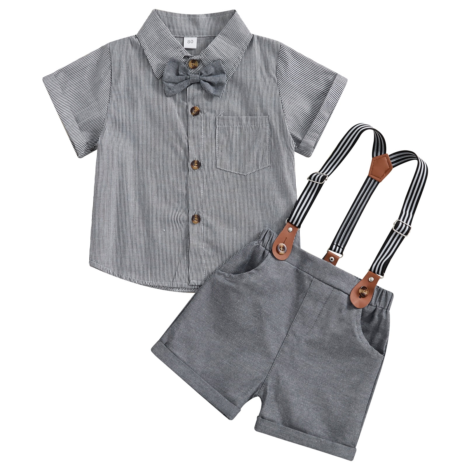 Infant Baby Boys 2pcs Gentleman Suit Short Sleeve Button Down Romper ...