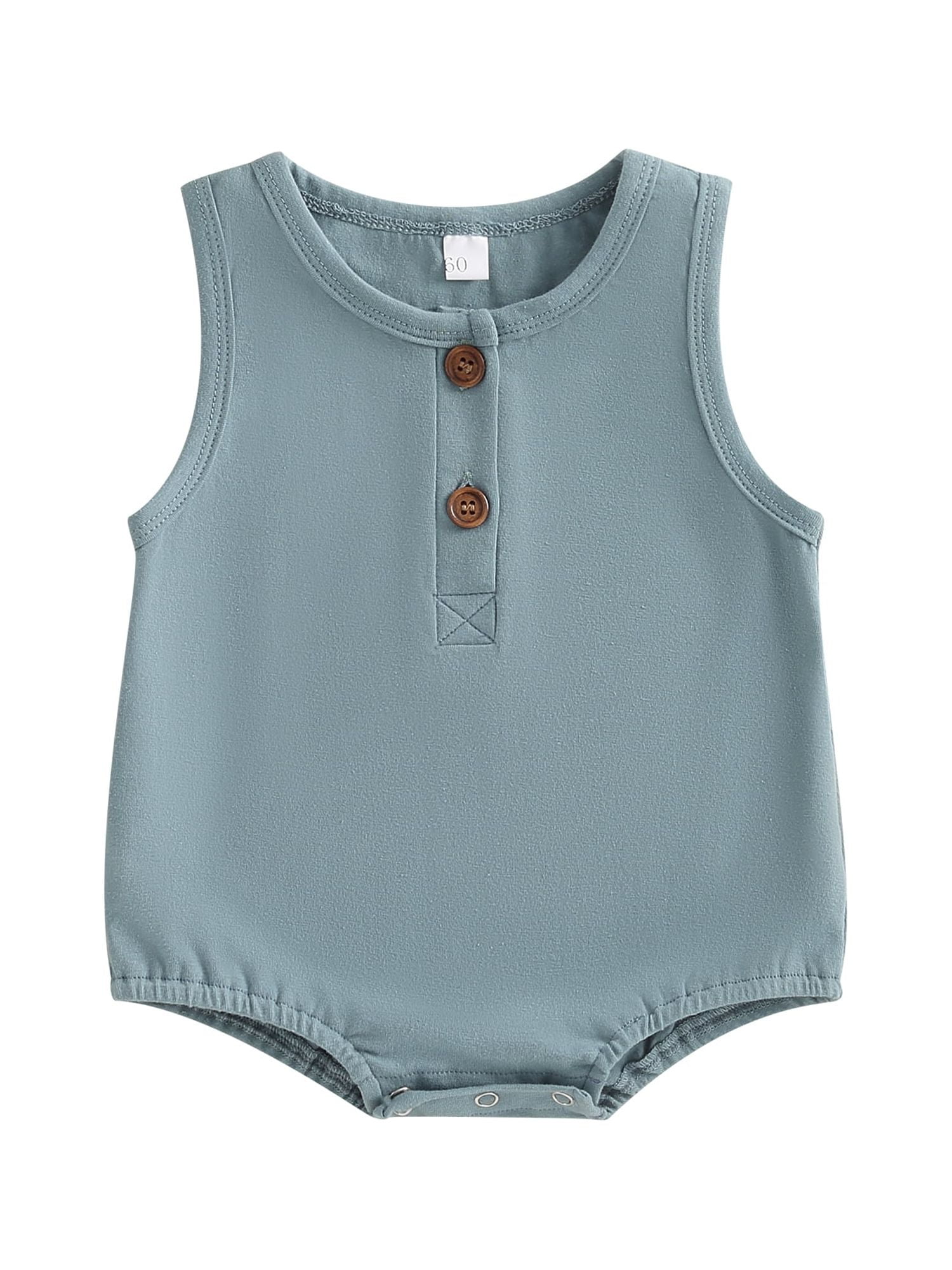 Infant Baby Boys Girls Rompers Tops NewbornSleeveless Button Solid ...