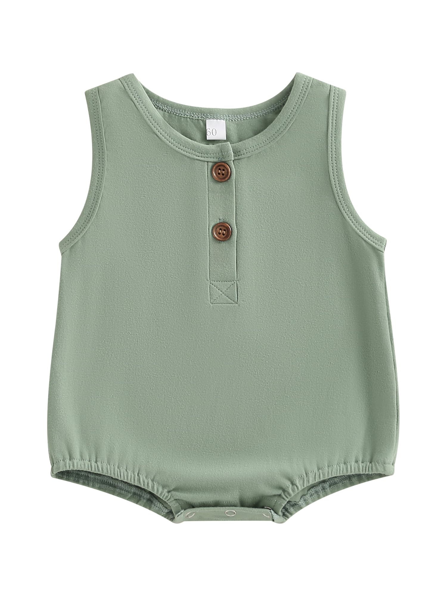 Infant Baby Boys Girls Rompers Tops NewbornSleeveless Button Solid ...