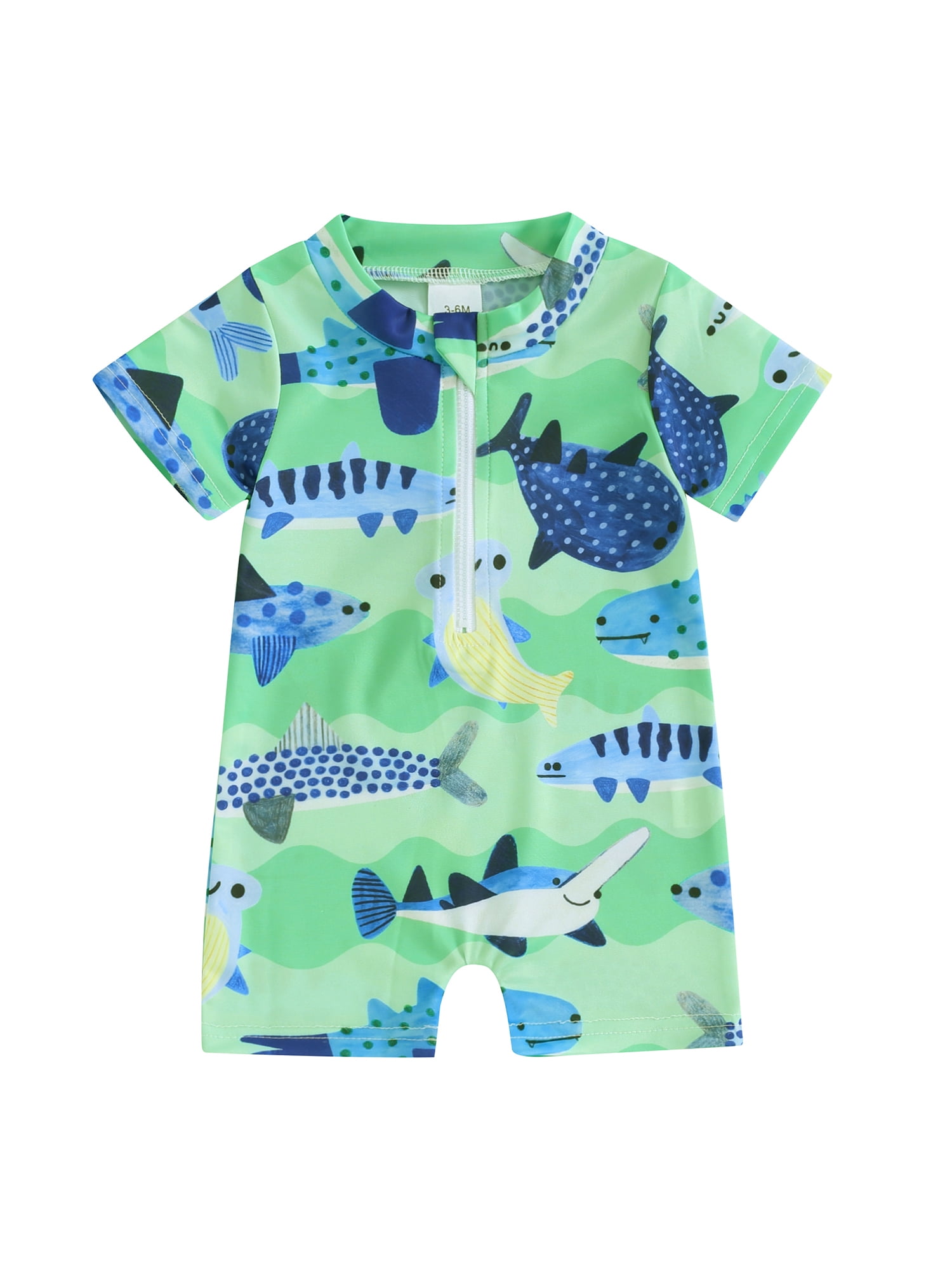 Infant Baby Boys One Piece Swimsuit Short Sleeve Coconut Tree Print Zip ...