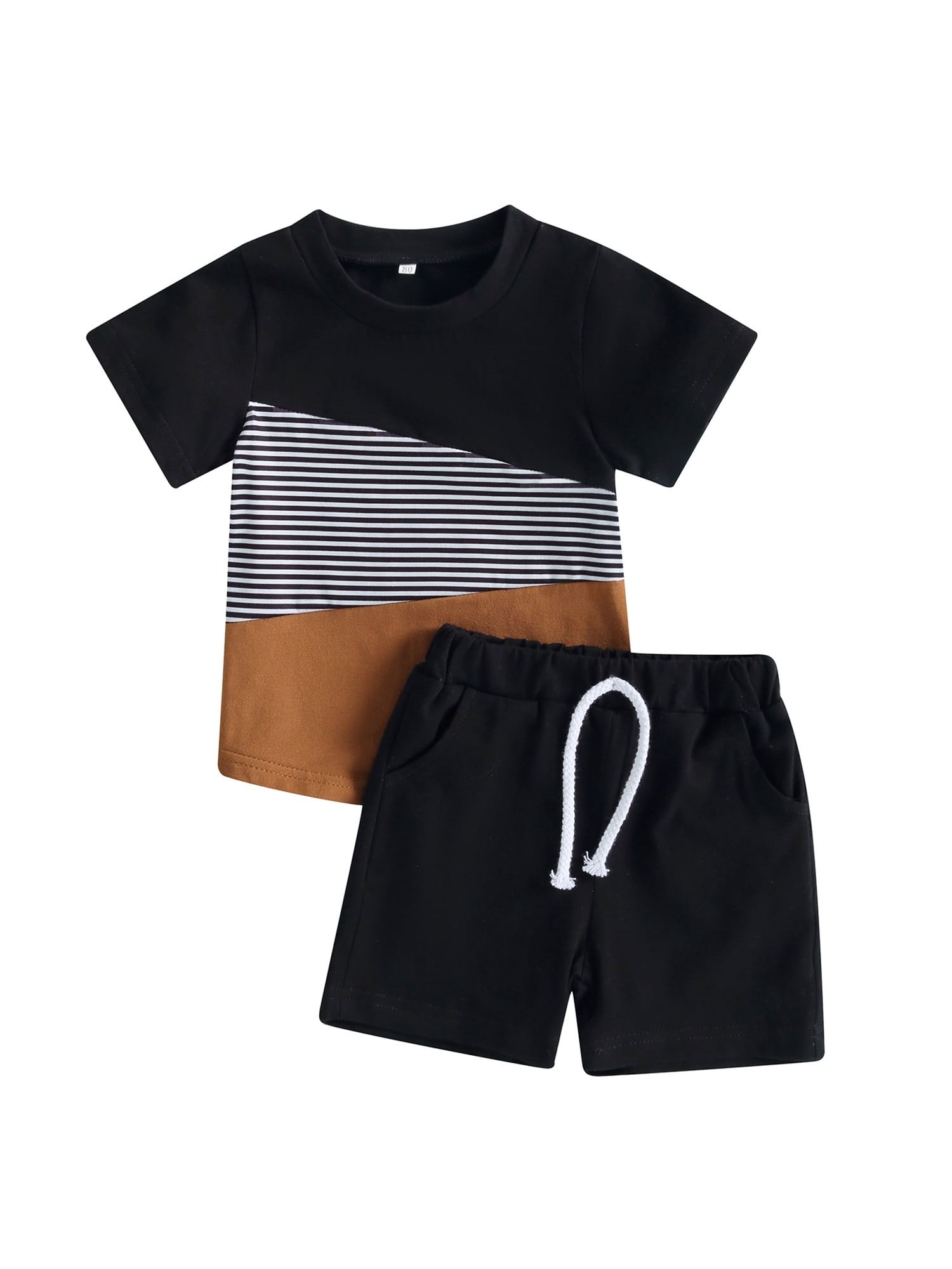 Infant Baby Boys Summer Clothes Sets 6M 12M 18M 24M 3T 4T Block Short ...