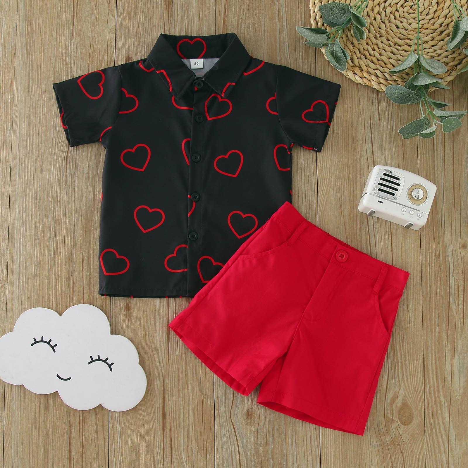 Baby Boys Valentines Day Outfits Button Down Short Sleeve Shirt And Shorts Gentleman Suit Summer ...