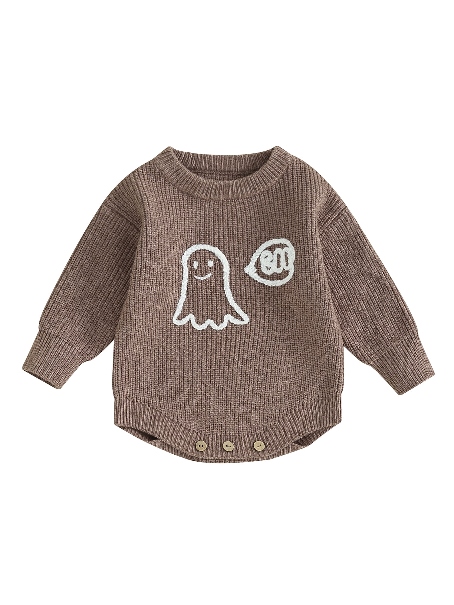 Infant Baby Fall Knitted Jumpsuit Halloween Ghost Round Neck Long ...