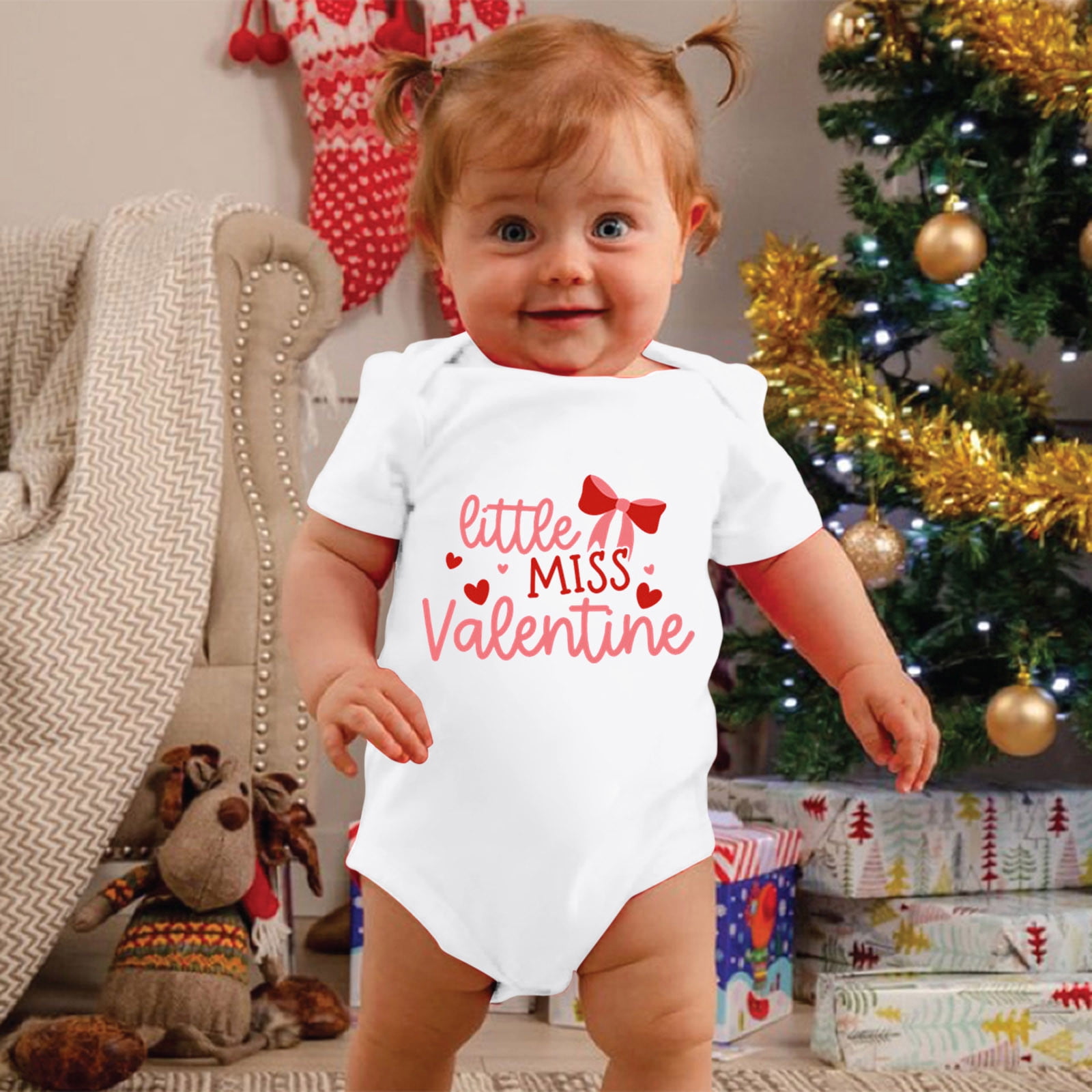 Baby Girl Boy Valentines Day Clothes Romper Letter Print Cotton Short Sleeve Romper Jumpsuit ...