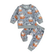 Younger Tree Baby Halloween Pumpkin Clothes Outfits Toddler Boy Girl Long Sleeve Sweatshirt Tops ...