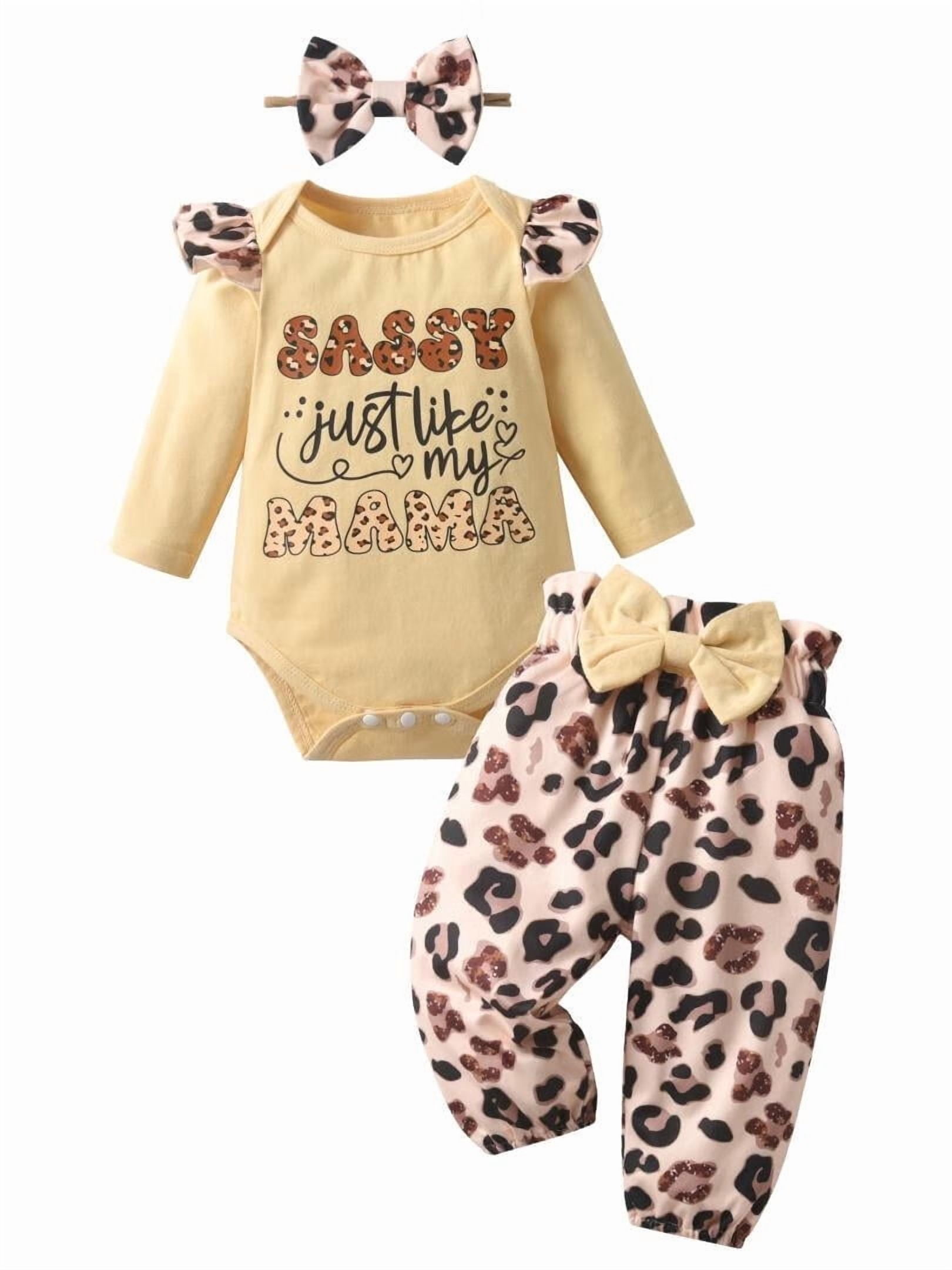 Infant Baby Girl Clothes Letter Long Sleeve Ruffle Romper Print Pants ...