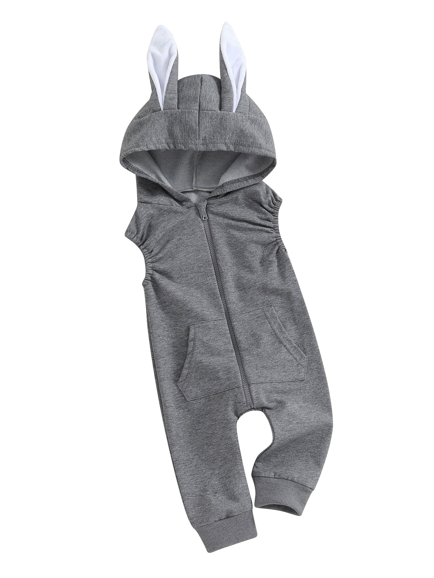 Infant Baby Girl Easter Romper Sleeveless Zipper Up Front Pocket 3D ...