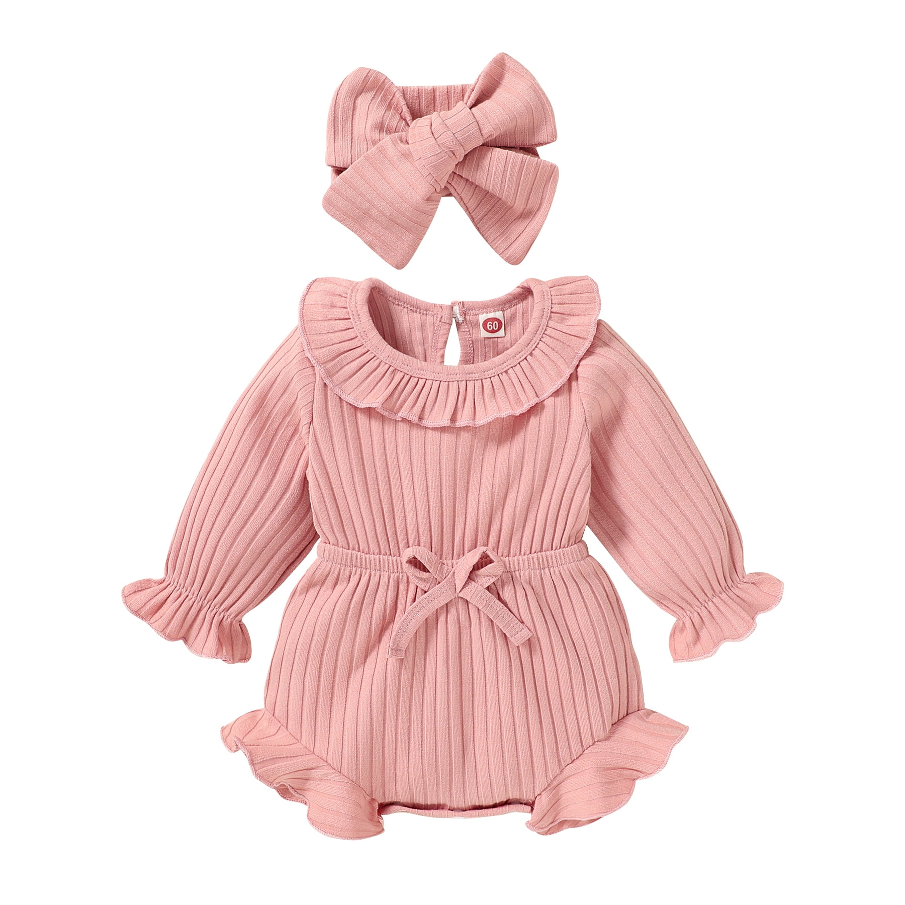 Infant Baby Girl Fall Winter Sweater Romper + Headband Long Sleeve Warm ...