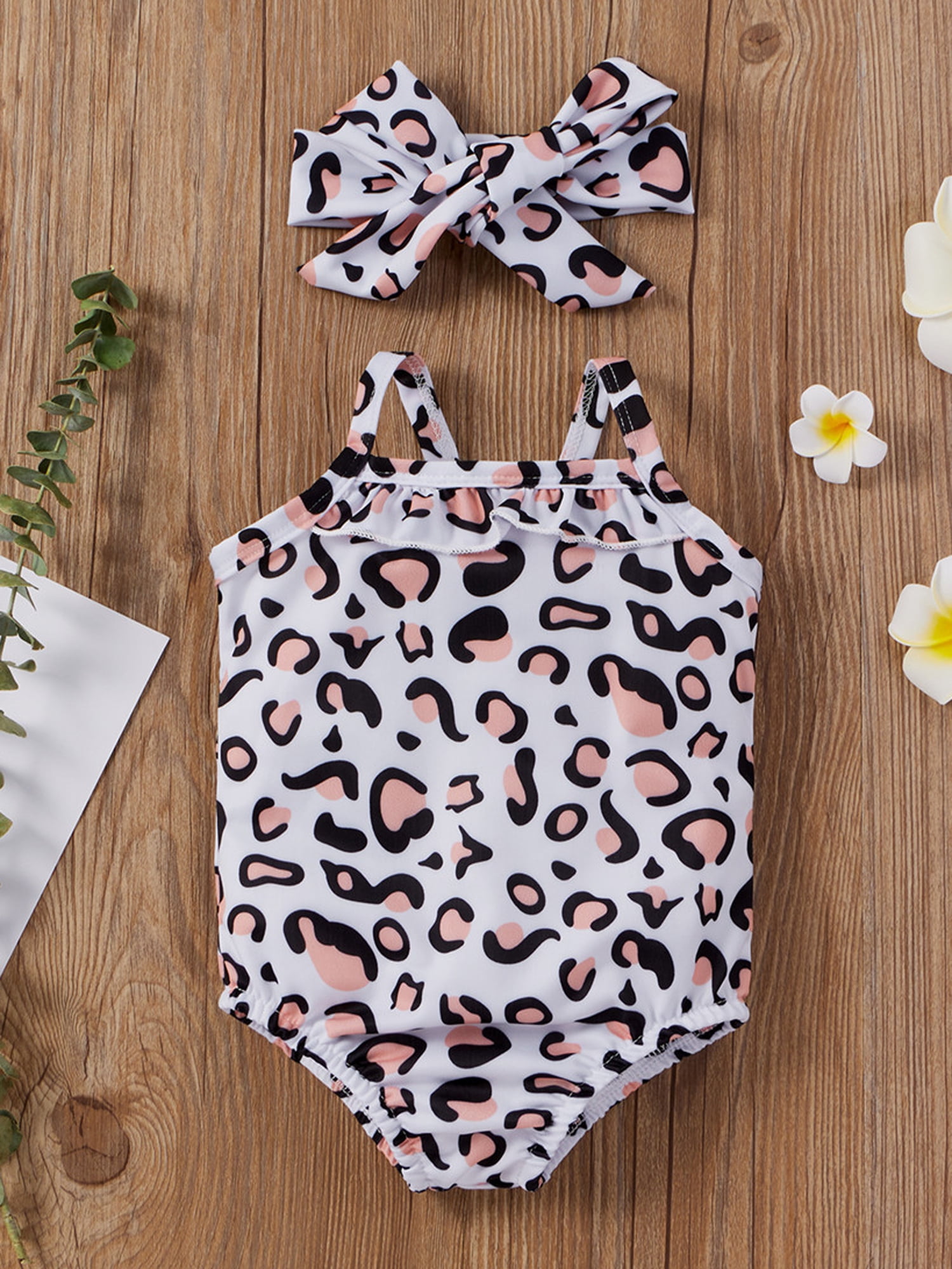 Infant Baby Girl One-piece Swimsuit Leopard Print Spaghetti Strap ...