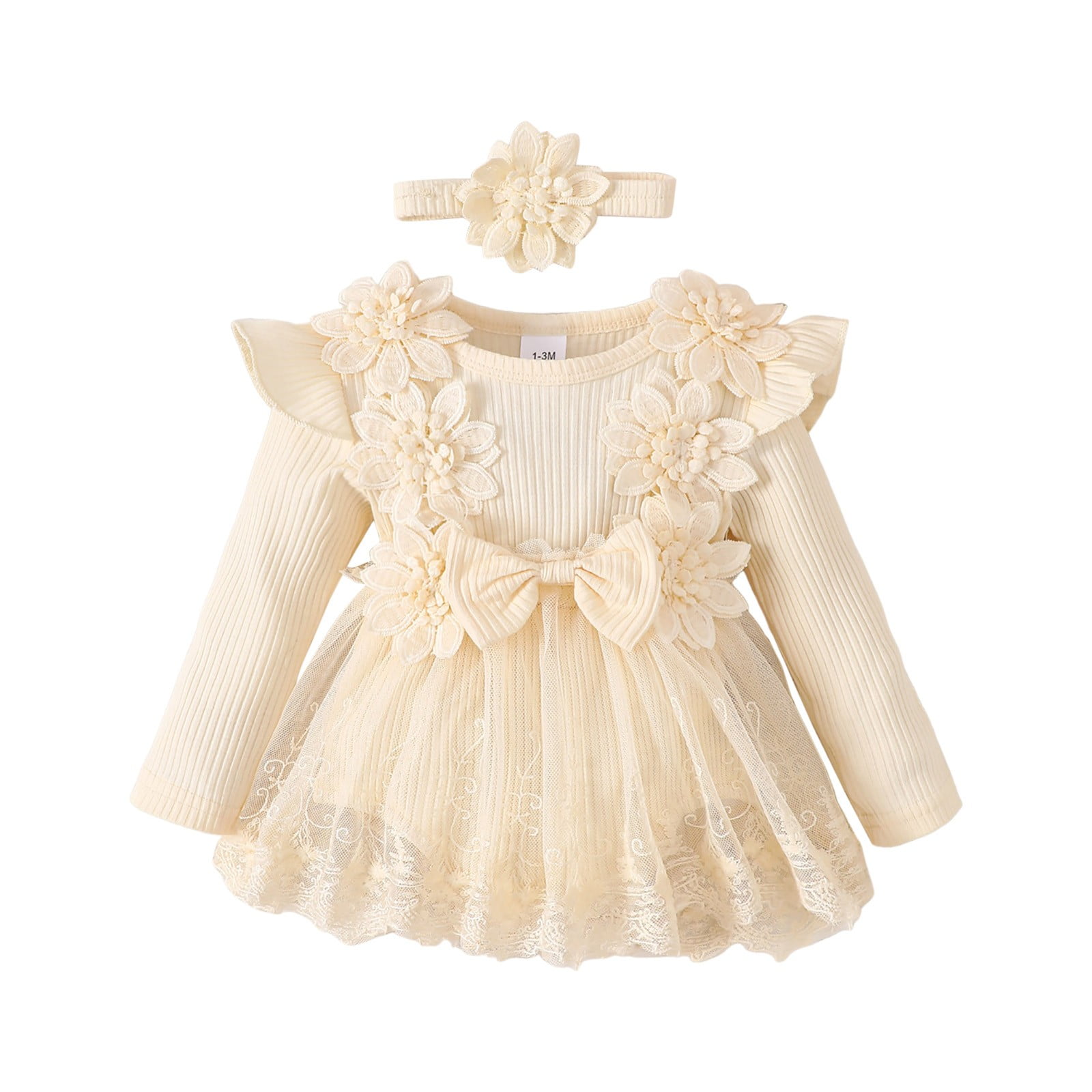 Baby Girl Romper Dress Baby Girl Fall Dress Romper Flowers Lace Fall ...