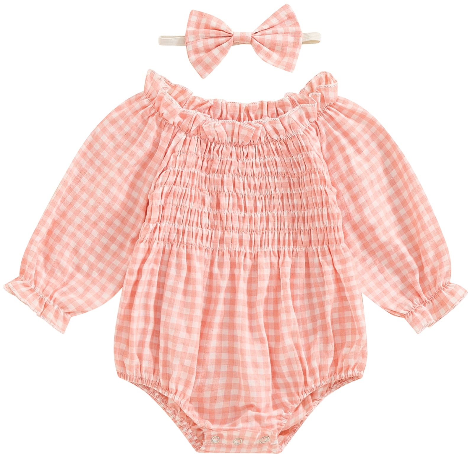 Infant Baby Girls 2Pcs Fall Outfits Off Shoulder Long Sleeve Smocked ...
