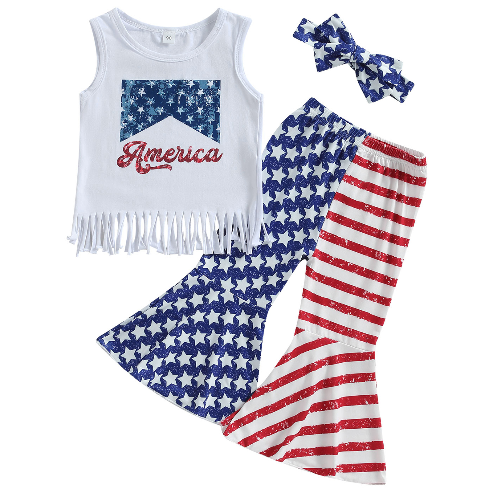Infant Baby Girls 4th of July Outfits Set Short Sleeve Romper with ...