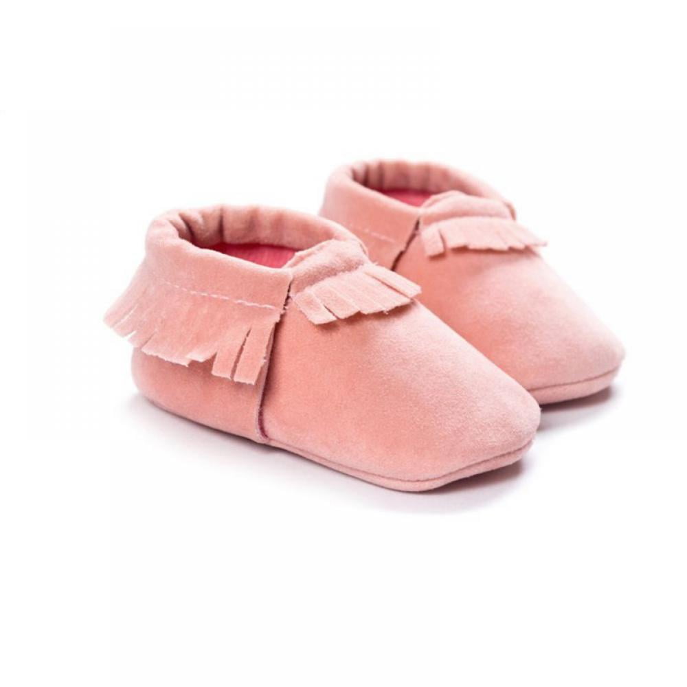Infant Baby Girls Boys Cozy Moccasins Slippers Tassels Suede Leather ...