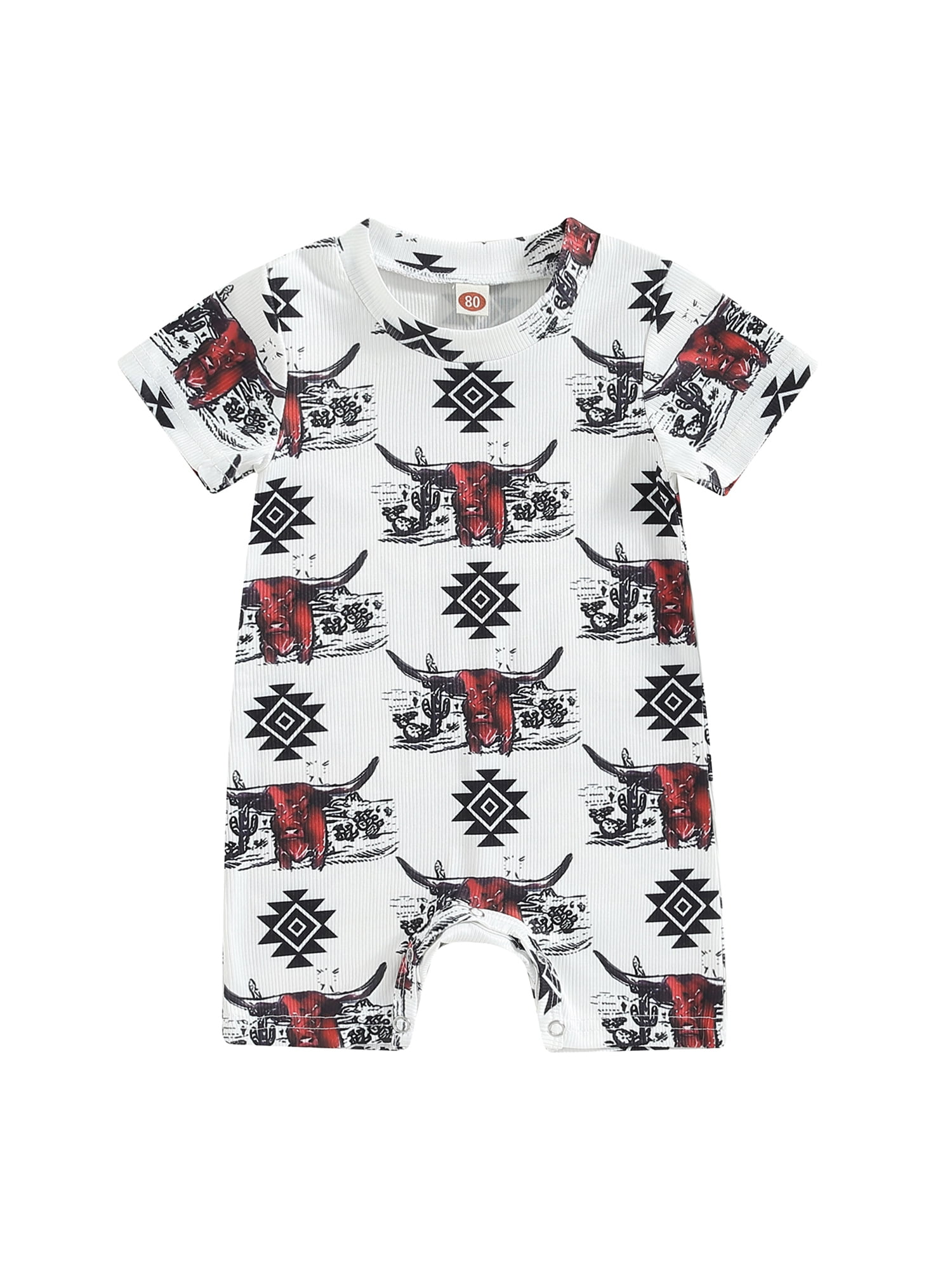 Infant Baby Girls Boys Romper Cow Print Short Sleeve Crew Neck Snap Closure Jumpsuits Summer ...