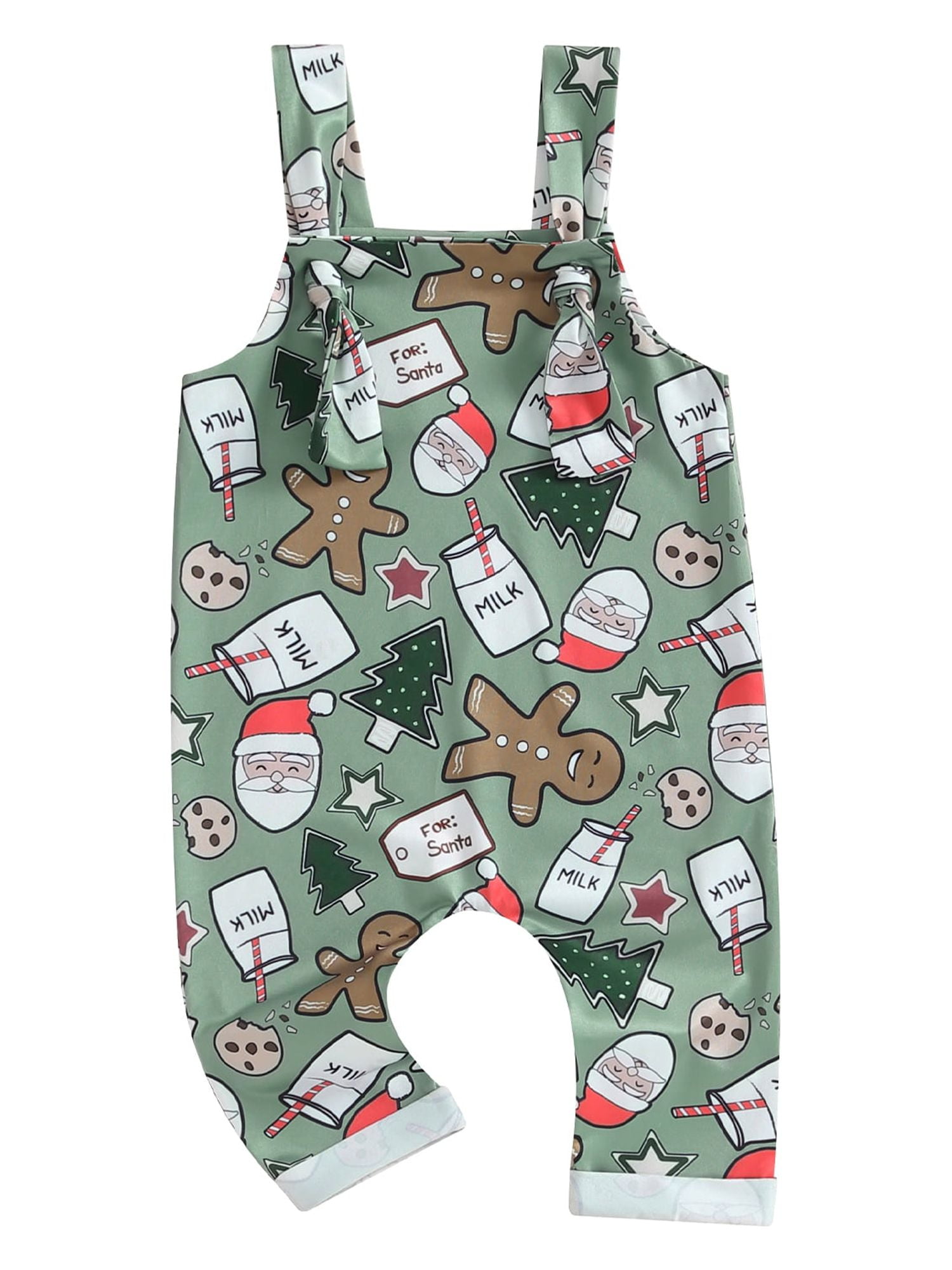 Infant Baby Girls Christmas Jumpsuit Overalls Sleeveless Square Neck ...