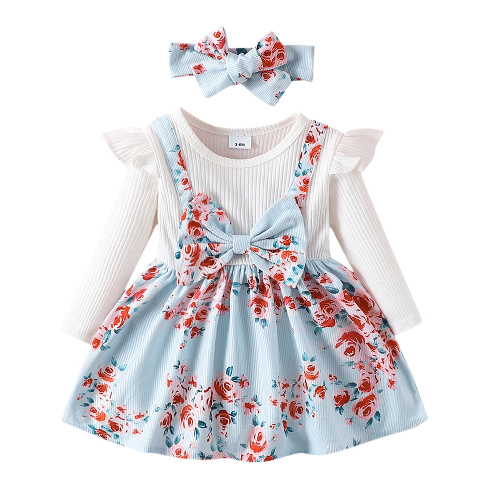Baby Girls' Dresses Long Sleeve Floral Prints Princess Dance Party ...