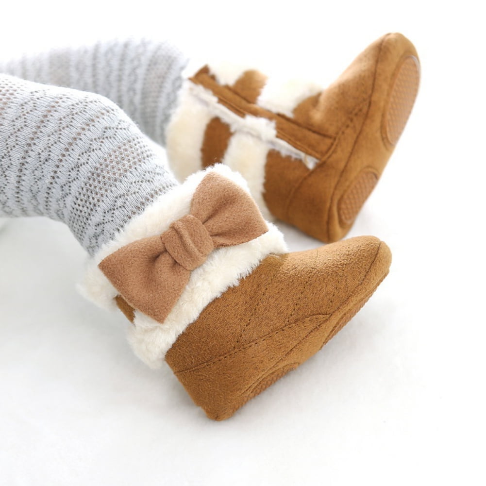 Infant Baby Girls Fleece Bowknot Booties Newborn Plush Snow Boots ...