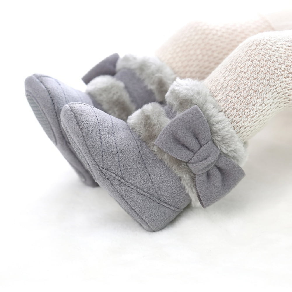 Infant Baby Girls Fleece Bowknot Booties Newborn Plush Snow Boots ...