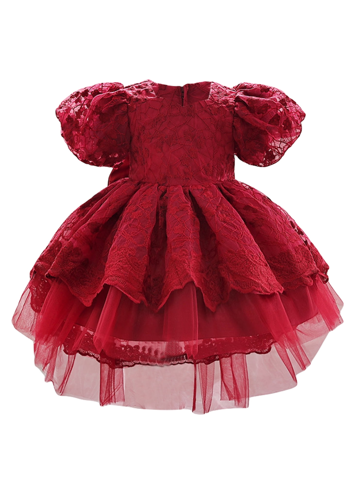 Infant Baby Girls Flower Dress Embroidered Flower Puff Sleeve Tulle ...