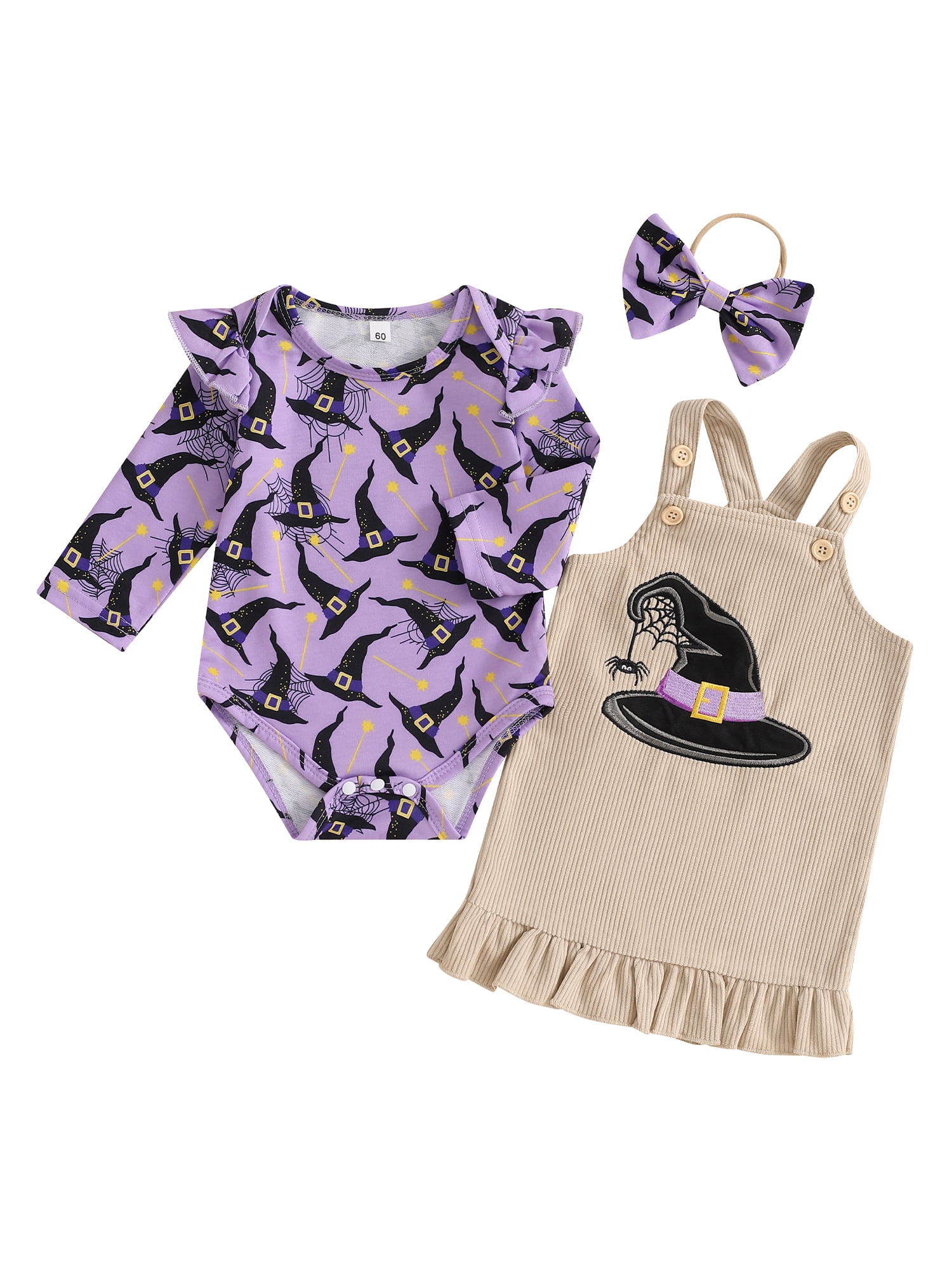 Infant Baby Girls Halloween Outfits Ghost Pumpkin Romper with Corduroy ...