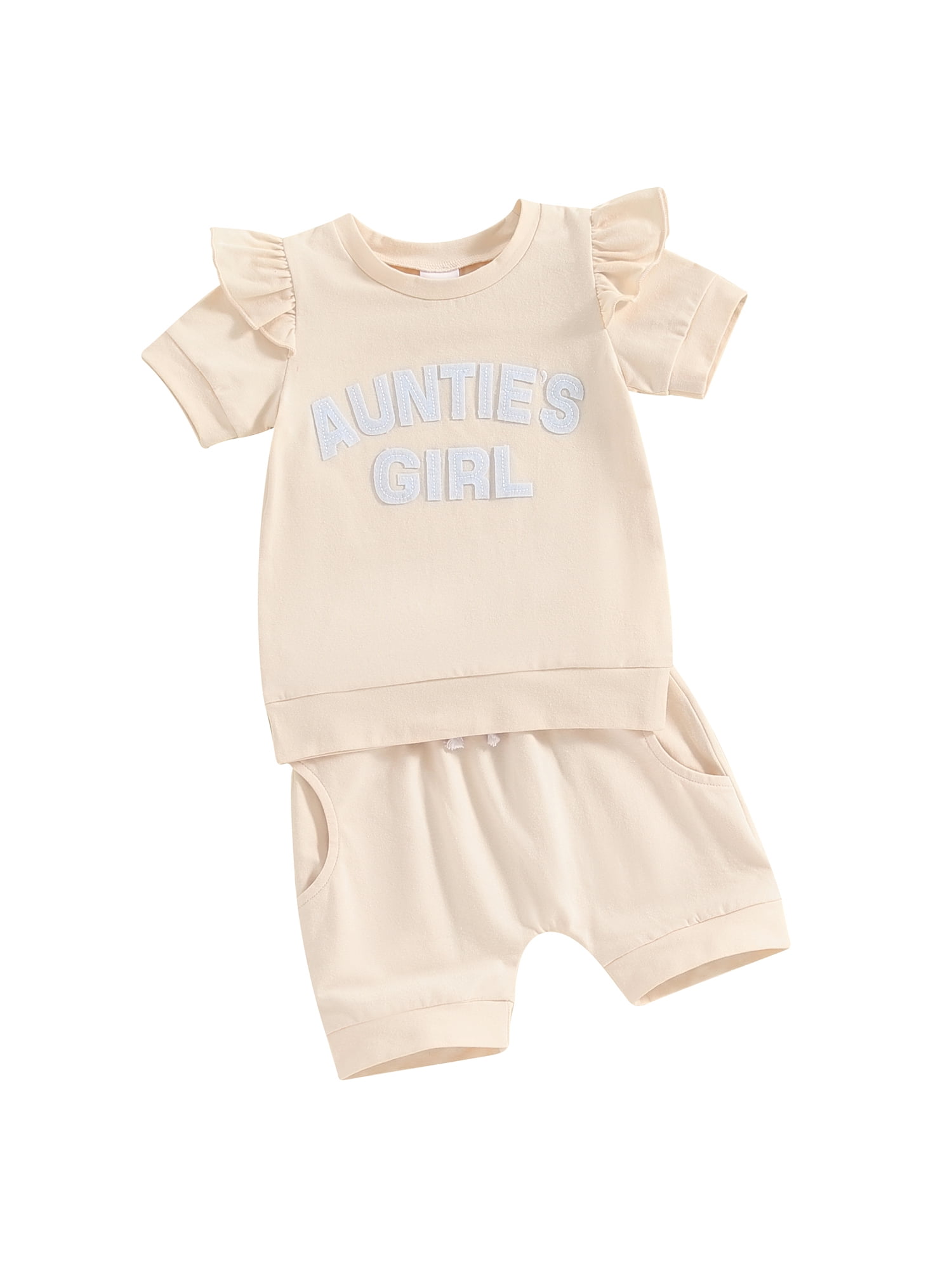 Infant Baby Girls Shorts Set, Short Sleeve Letters T-shirt with Shorts ...