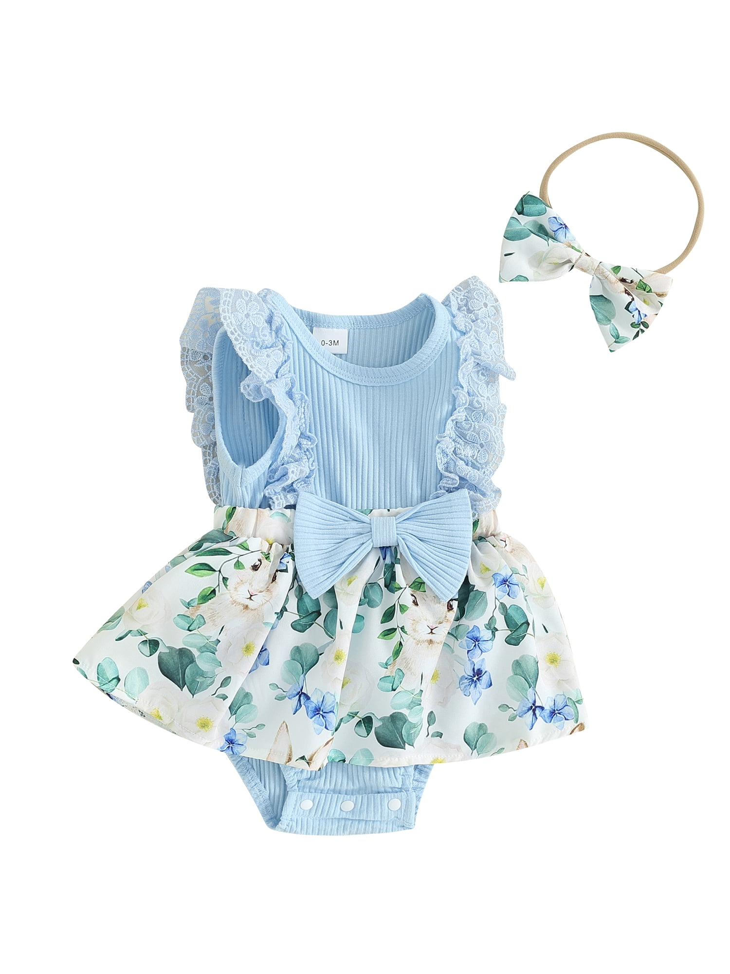 Infant Baby Girls Summer 2 Piece Outfits Floral Print Lace Ruffle ...