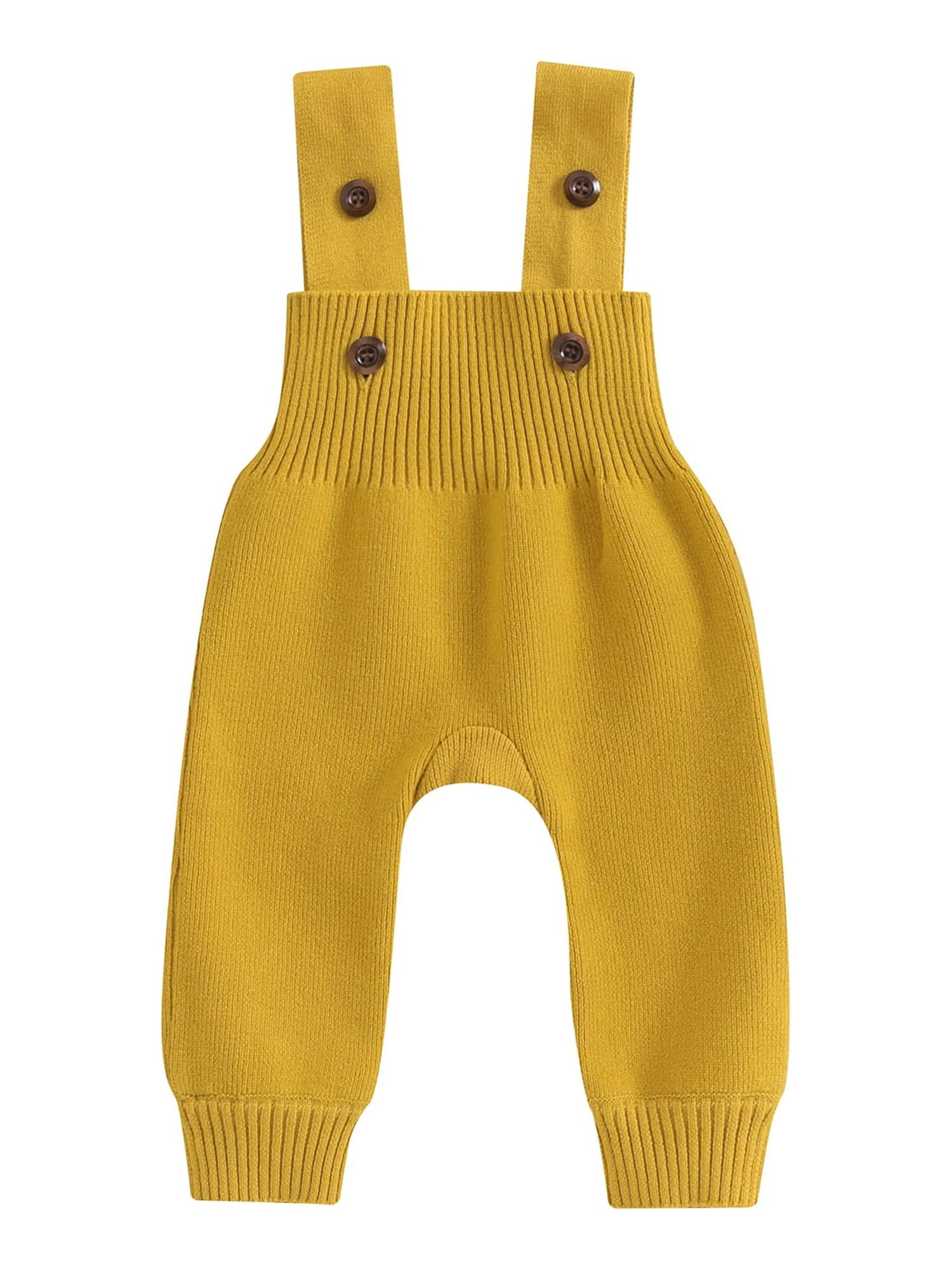 Infant Baby Knit Overalls Sleeveless Solid Color Bib Pants Jumpsuit ...
