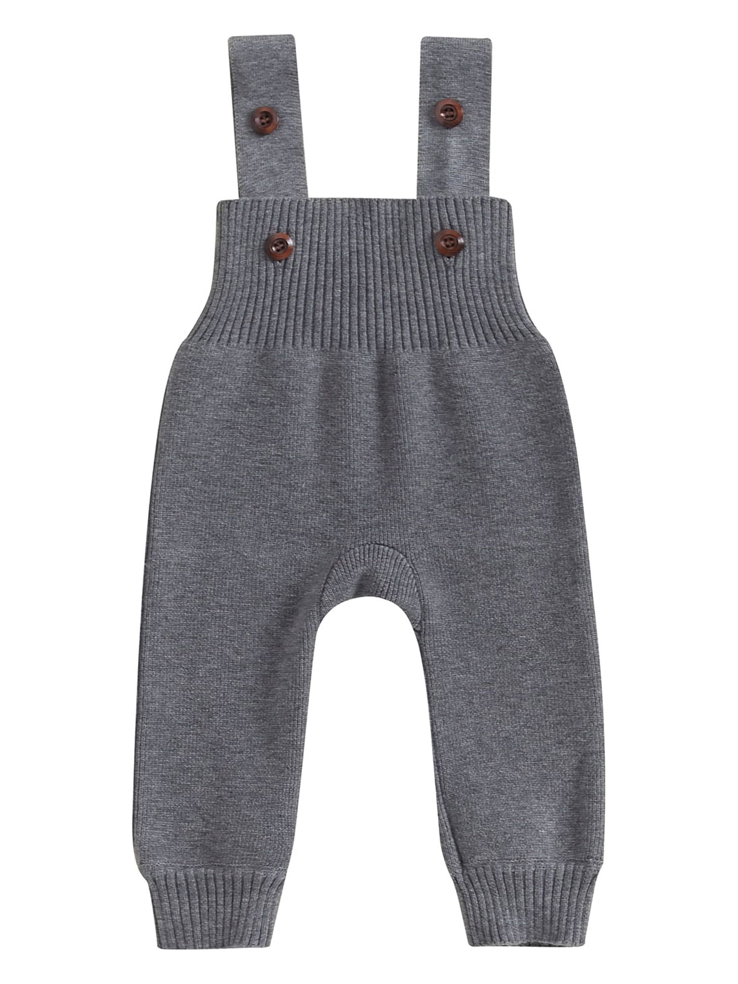 Infant Baby Knit Overalls Sleeveless Solid Color Bib Pants Jumpsuit ...