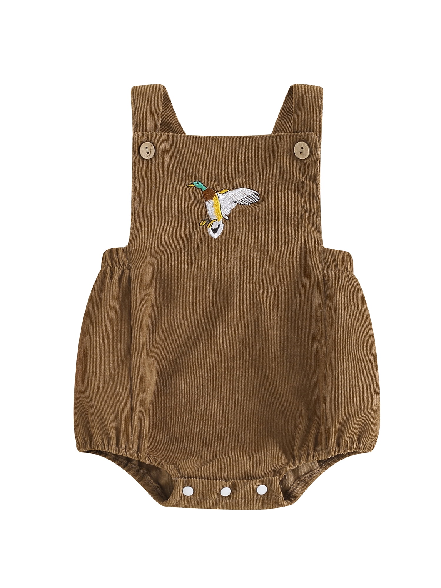 Infant Baby Overalls Cute Duck Embroidery Sleeveless Button Romper ...