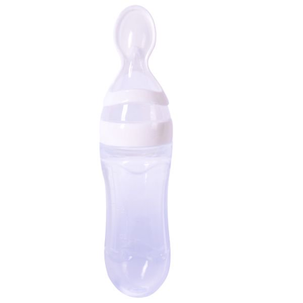 Infant Baby Training Spoon Rice Paste Bottle Silicone Squeeze Spoon ...