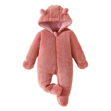 GYRATEDREAM Baby Boy Girl Winter Fuzzy Jumpsuit Infant Bear Ear Snowsuit Toddler Long Sleeve ...