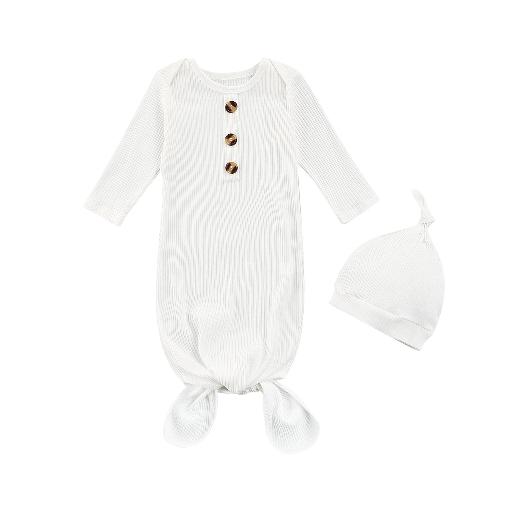 Infant Boy Knotted Gown Baby Newborn Nightgowns Knitted Romper Solid ...