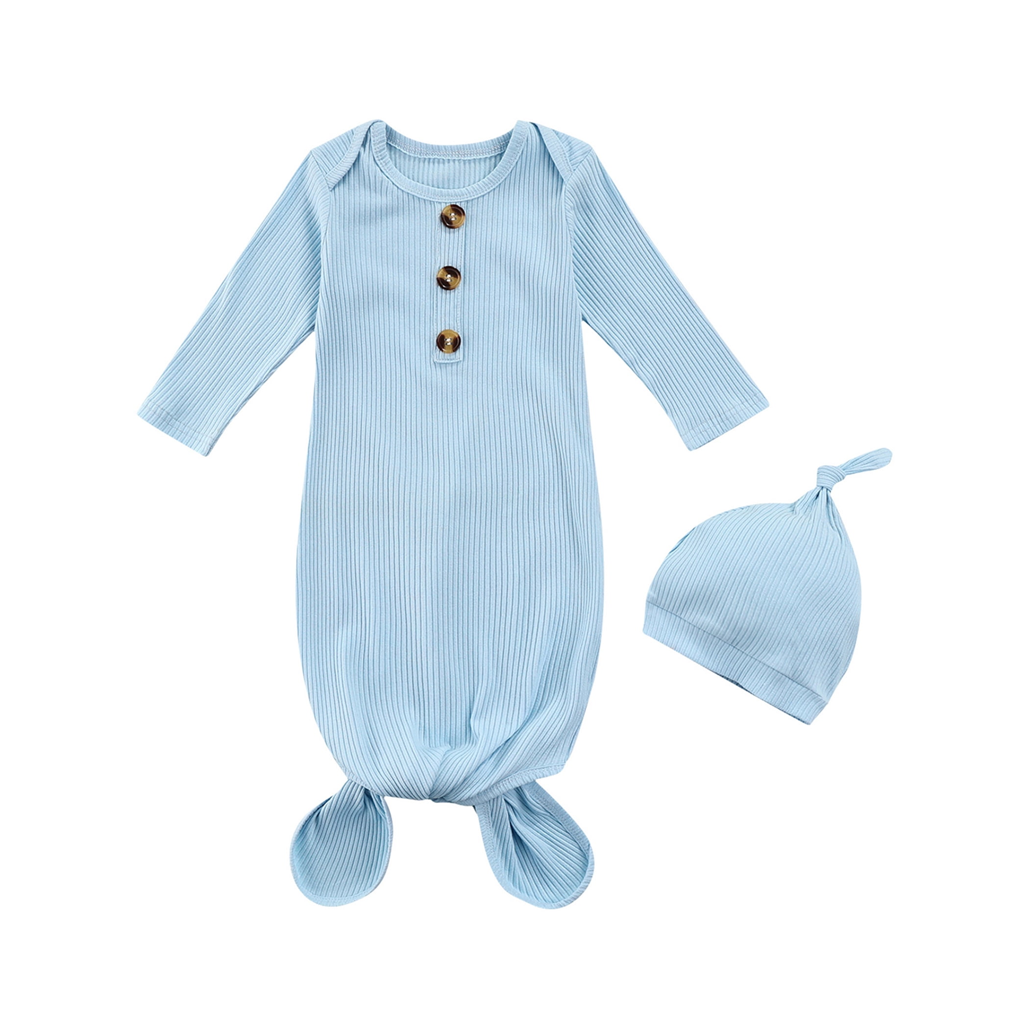 Infant Boy Knotted Gown Baby Newborn Nightgowns Knitted Romper Solid ...