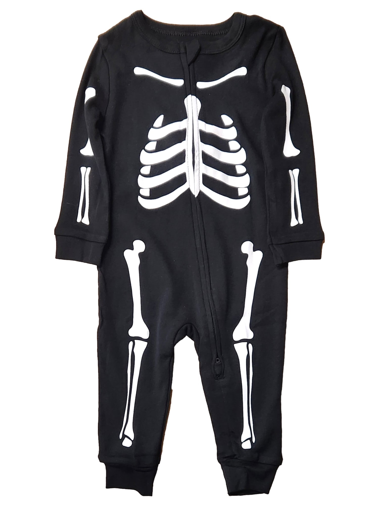 Infant Boys Black & White Skeleton Front Zip Halloween Sleeper 6-9 ...