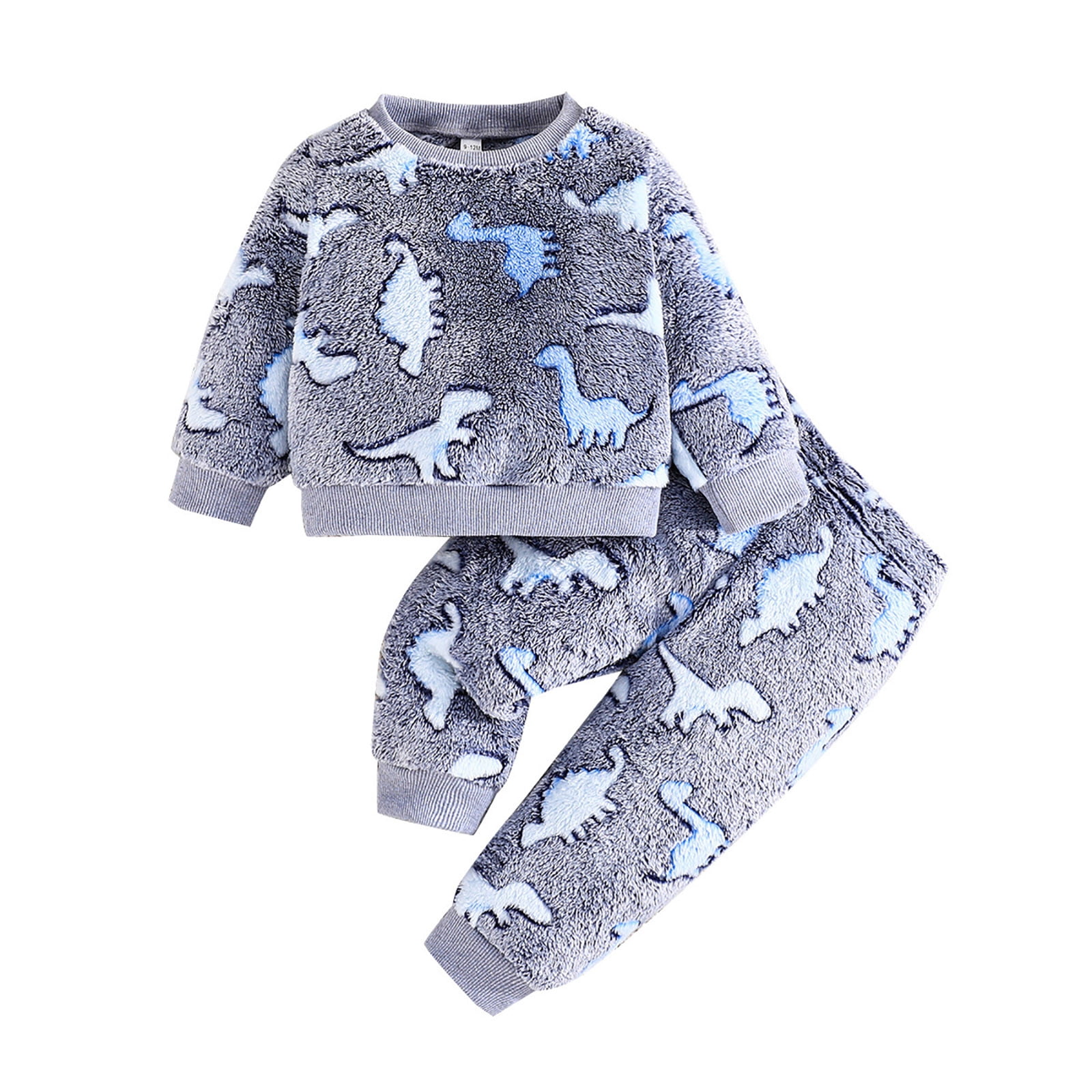 Infant Boys Fall Winter Dinosaur Print Fleece Sweatshirt Tops Pants ...