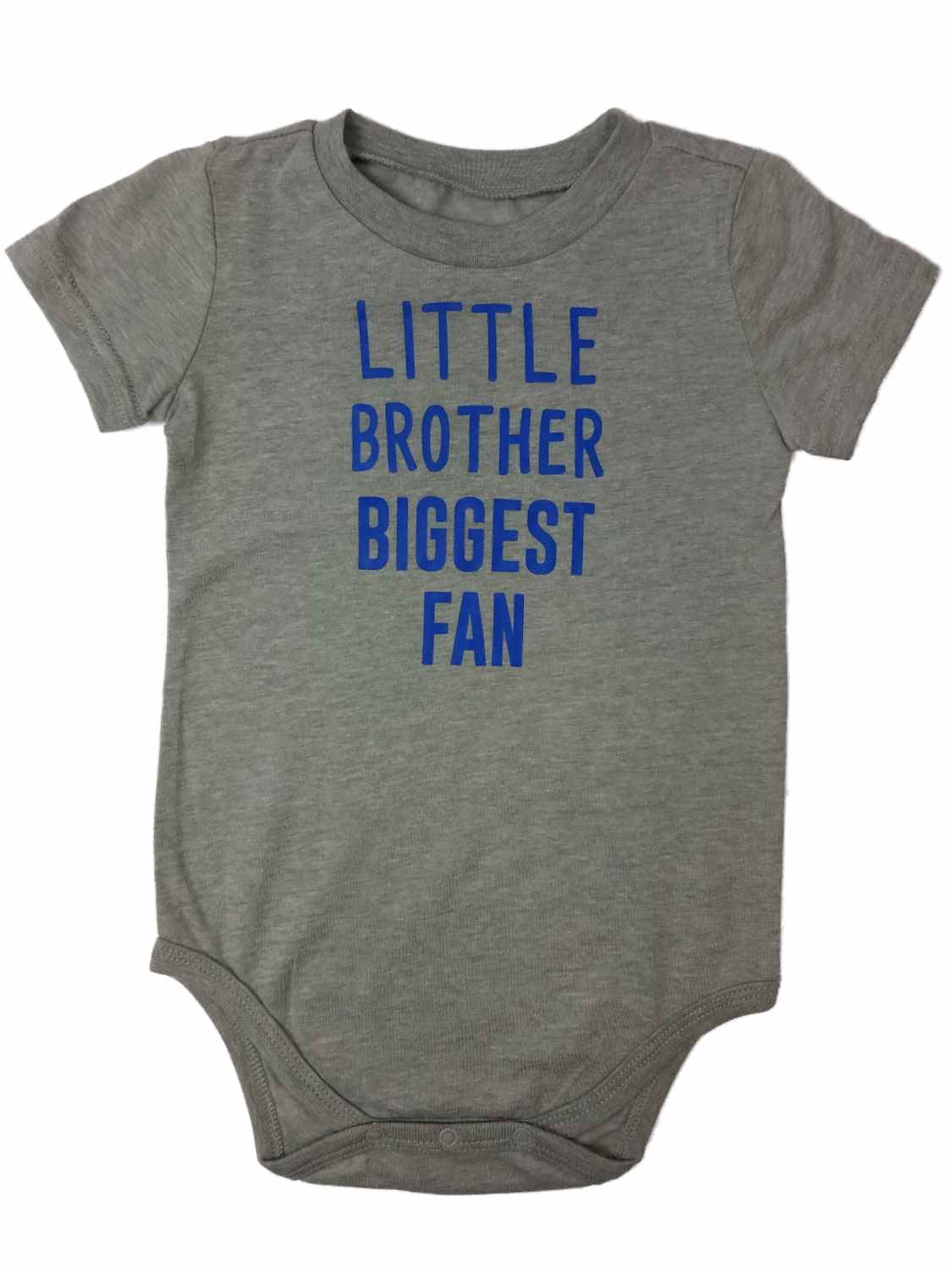 Infant Boys Gray Little Brother Biggest Fan Bodysuit Creeper Shirt 24m ...