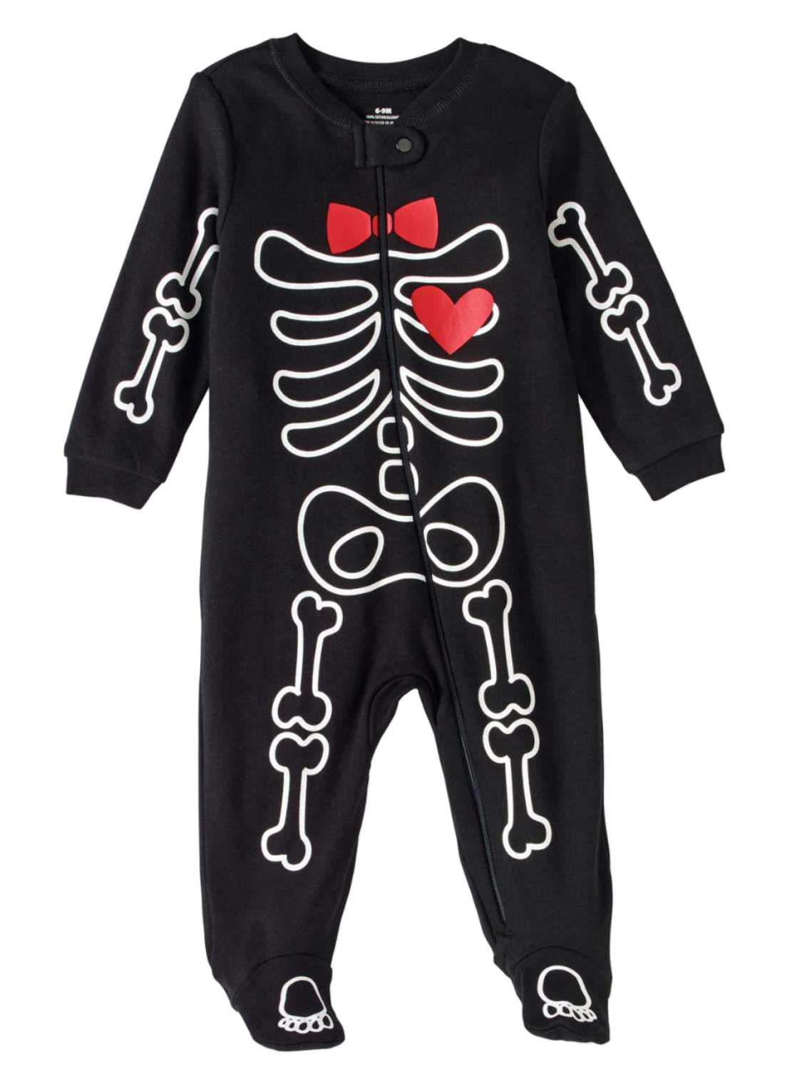 Infant Boys Halloween Sleeper Black Bow Tie & Heart Skeleton Sleep ...