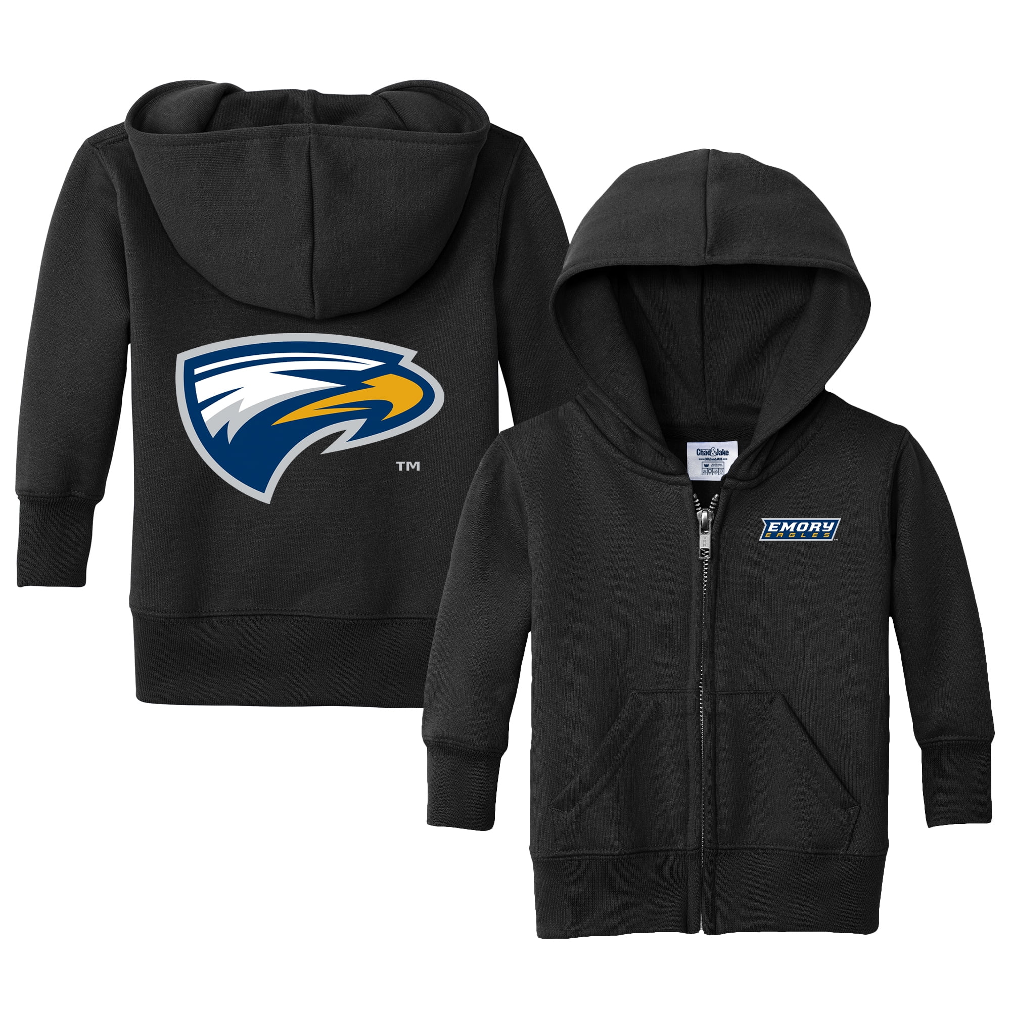 Infant Chad & Jake Black Emory Eagles Primary Logo Full-Zip Hoodie ...