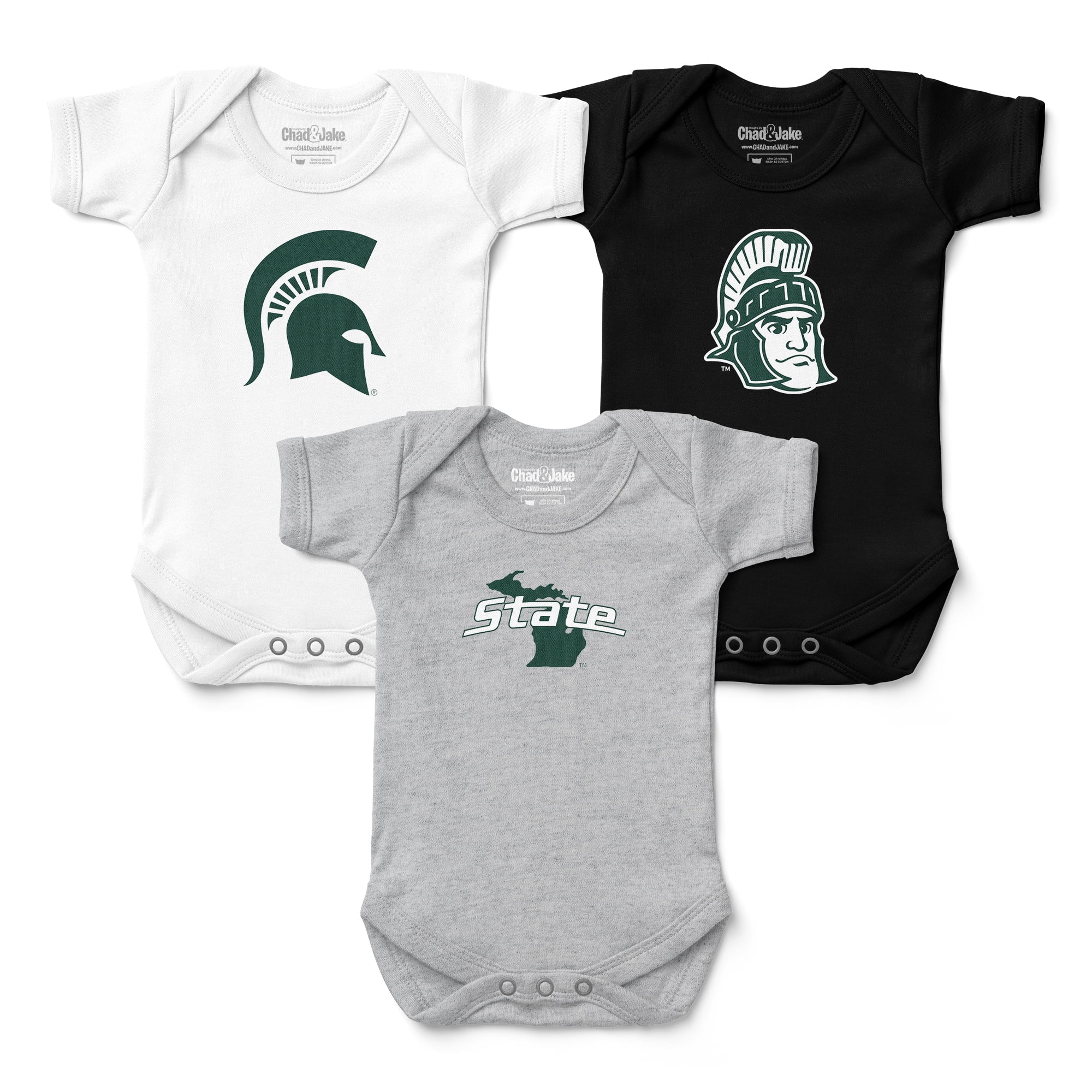 Infant Chad & Jake Michigan State Spartans Three-Pack Bodysuit Set ...