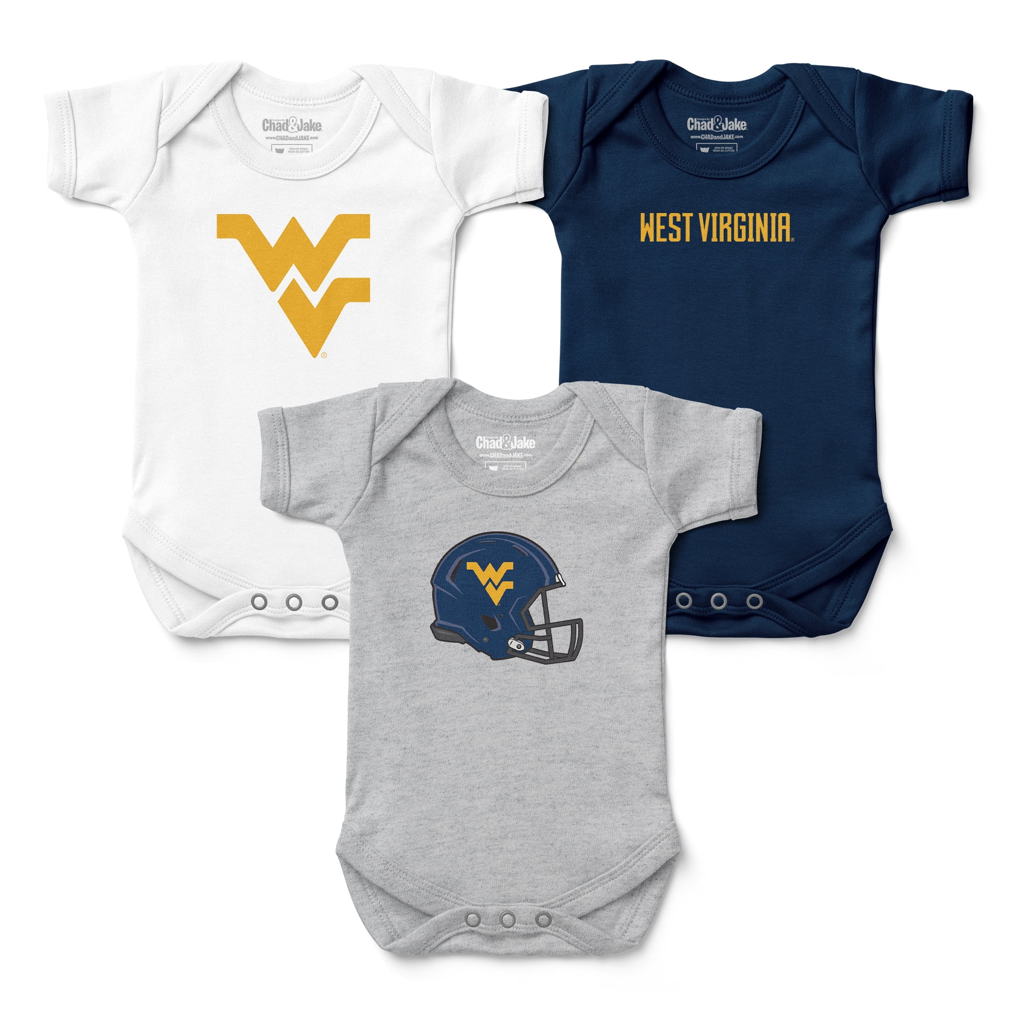 Infant Chad & Jake West Virginia Mountaineers Three-Pack Bodysuit Set ...