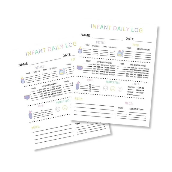 Infant Daily Log Sheets for Daycare Mothers Day Out 100 pk Report ...