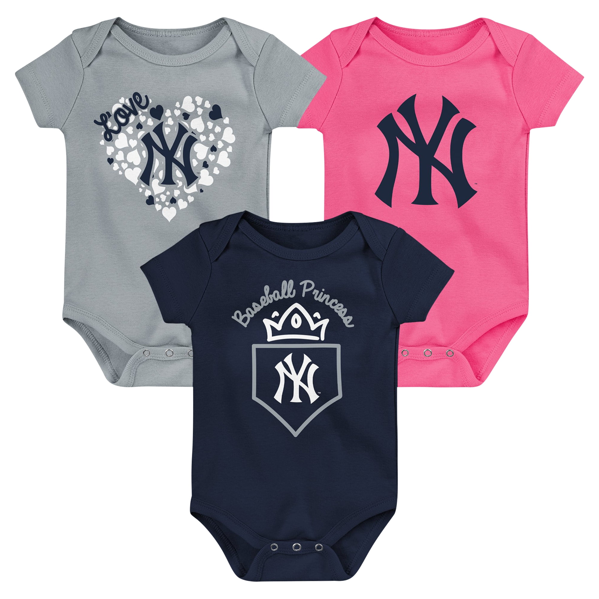 Infant Fanatics Navy/Gray/Pink New York Yankees Three-Pack Home Run ...