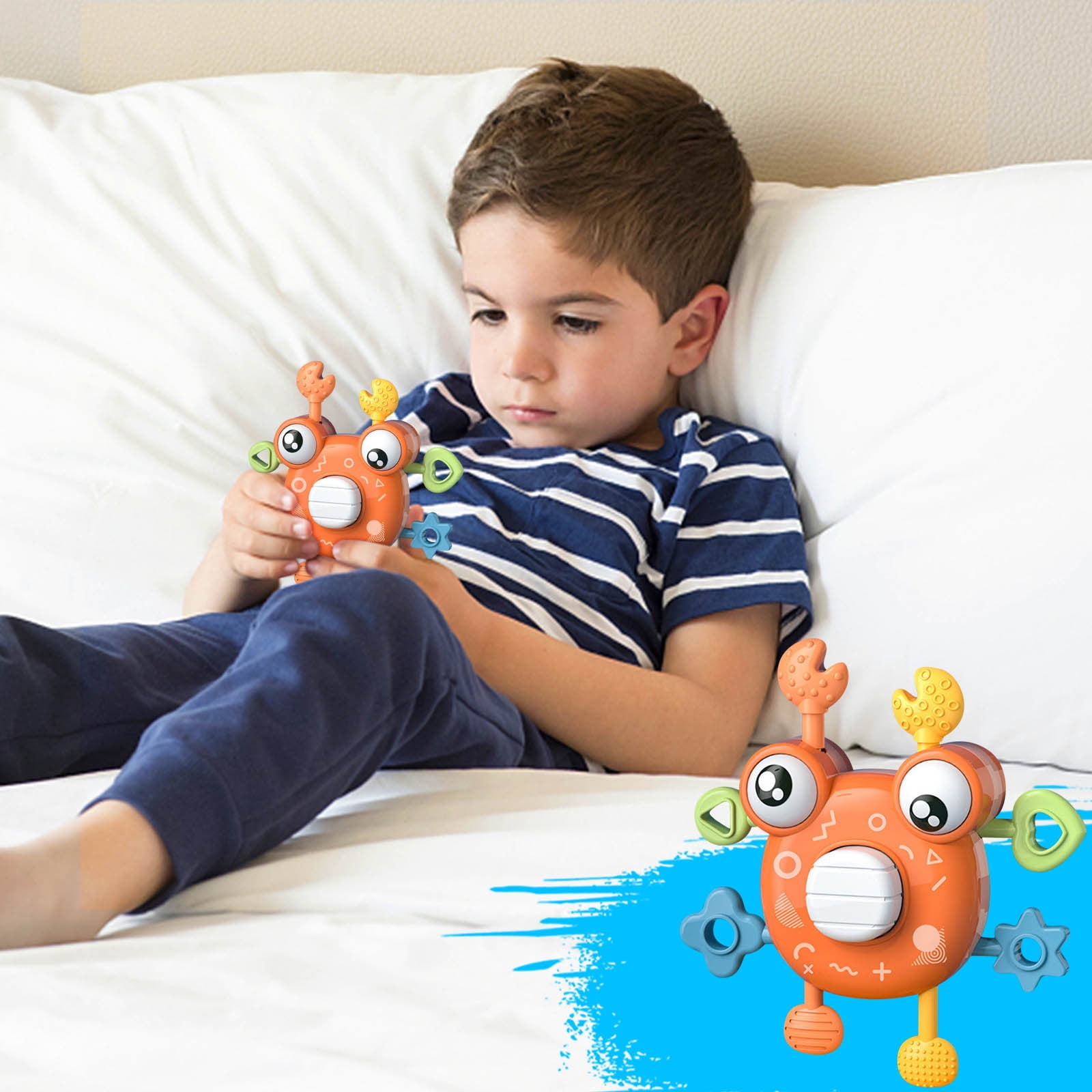 Infant Finger Push Taste Rotating birthday gift For Kids Crab Rattle ...