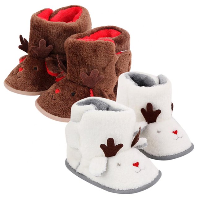 Infant Fleece Snow Boots Baby Boy Girl Christmas Shoes Cute Reindeer ...