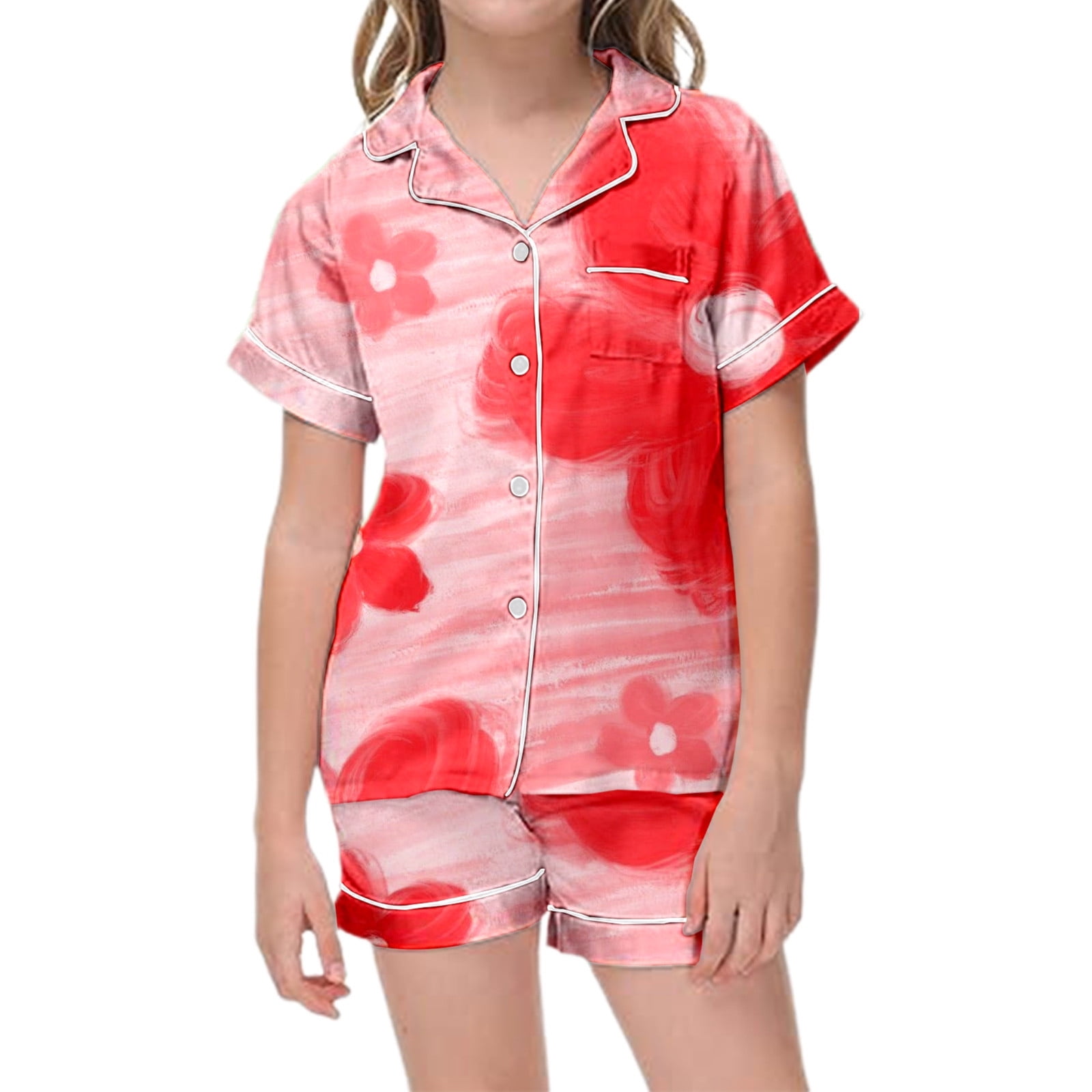 Infant Girl Clothes 2 Piece Outfits Flower Printed Set Silk Lapel ...